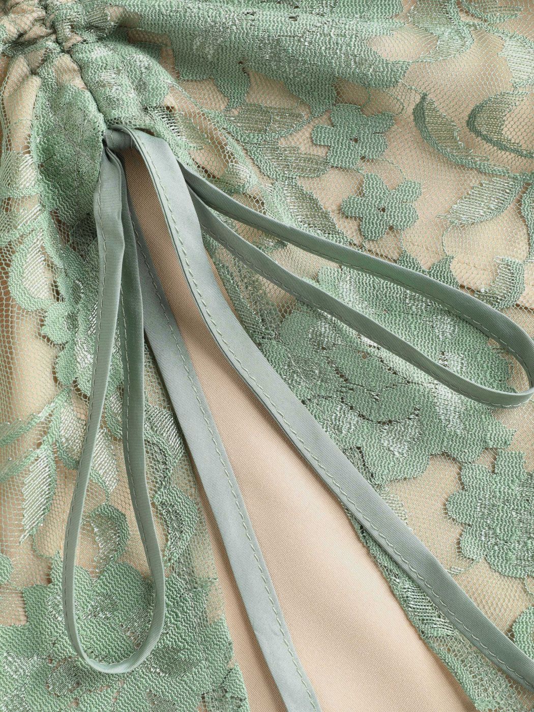 Floral Lace Drawstring Slit Skirt For Date Wedding Vacation