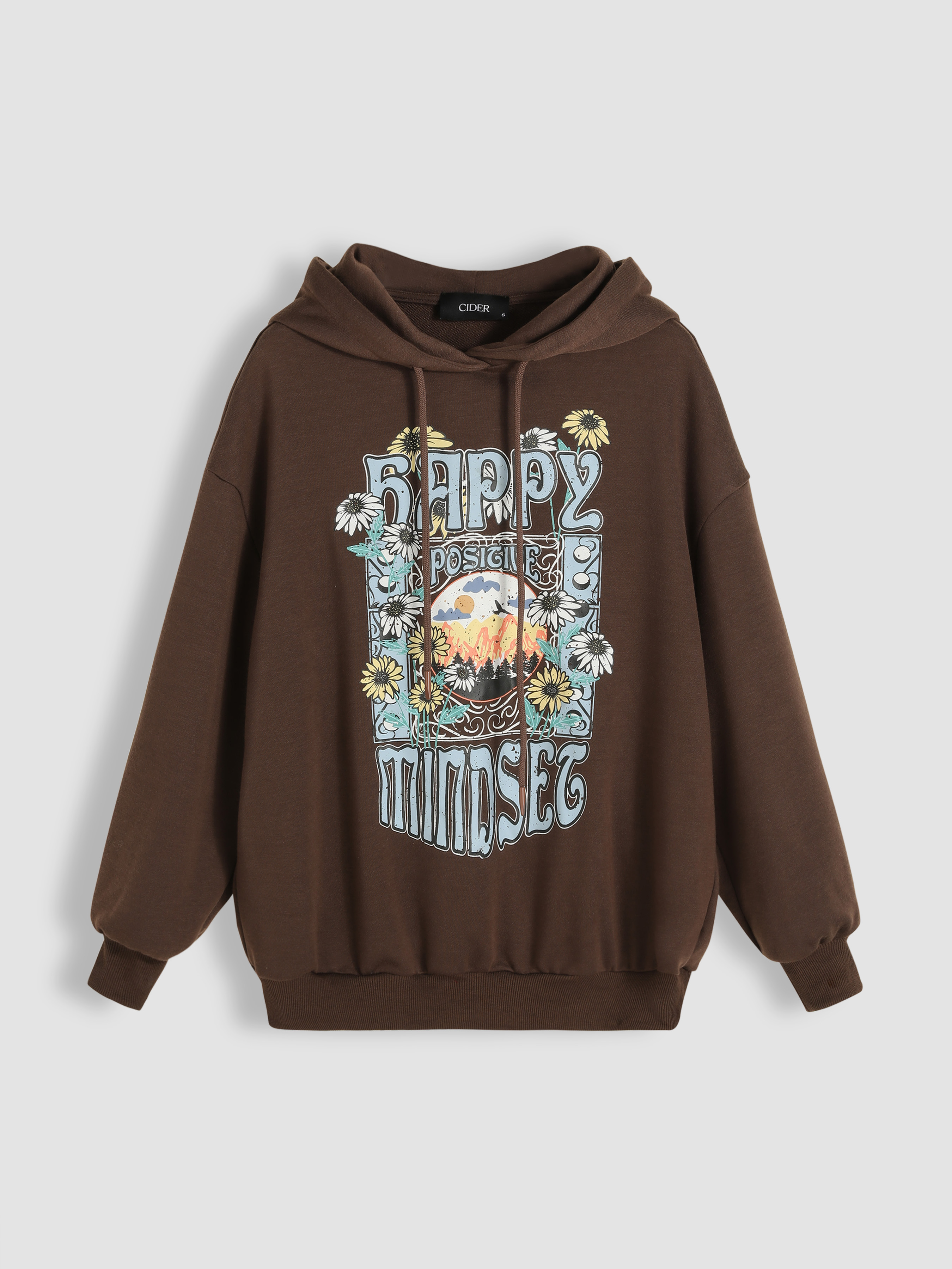 Graphic Drawstring Hoodie - Cider