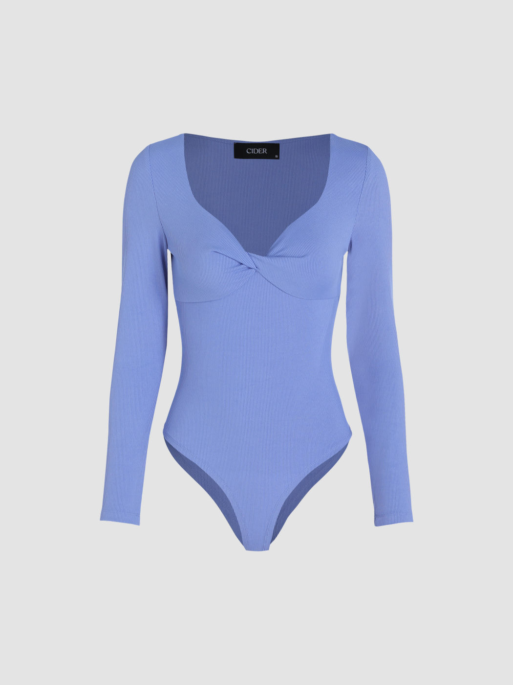 Solid Rib Twisted Bodysuit For Daily Casual Music Festival/Live House ...