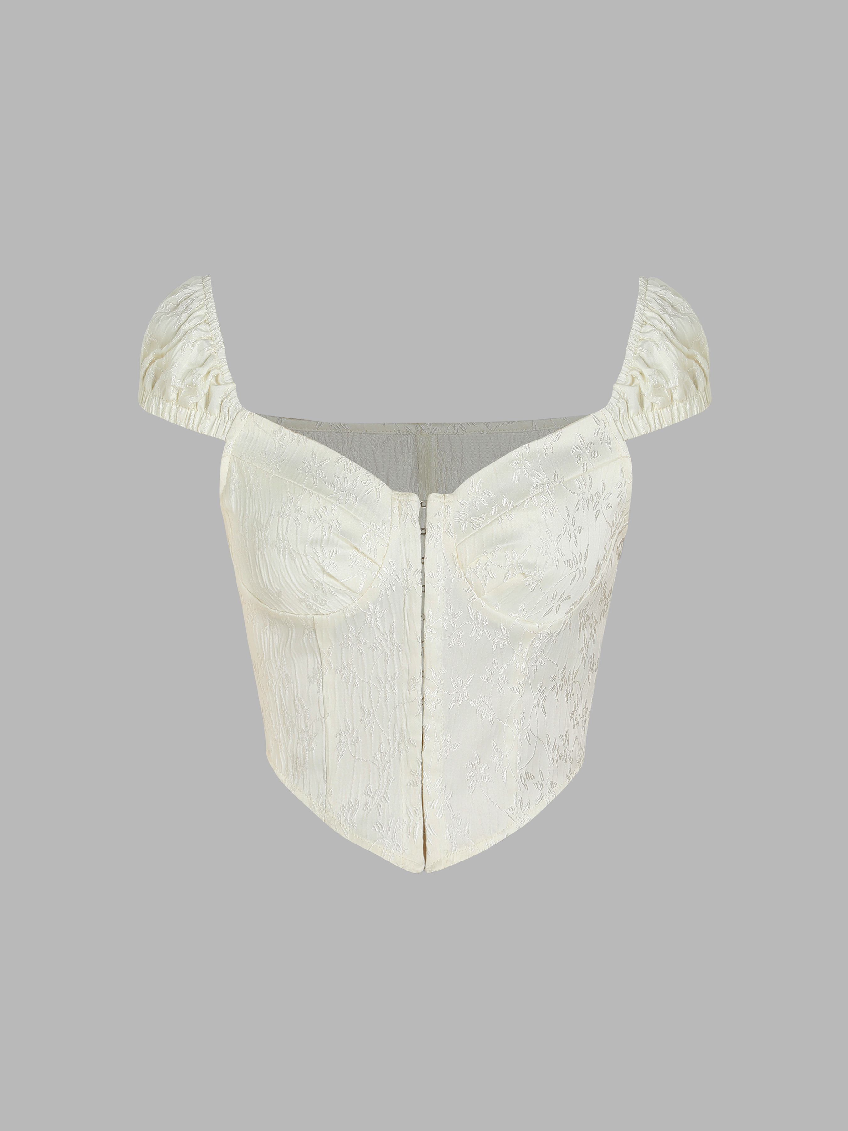 Texture Floral Corset Crop Top - Cider