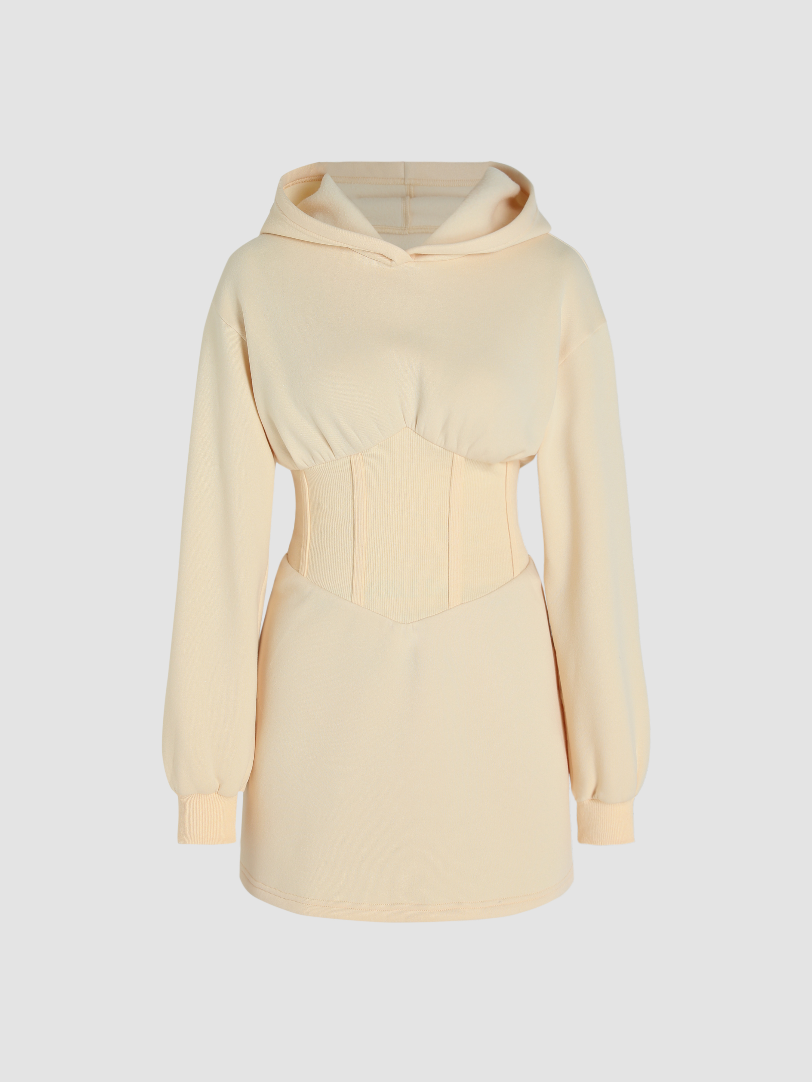 Solid Hooded Corset Mini Dress - Cider