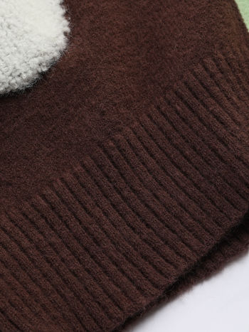 Color Patchwork Knit Sweater For School Daily Casual Vacation