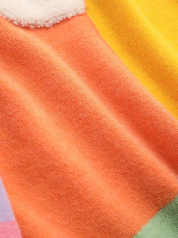 Color Patchwork Knit Sweater For School Daily Casual Vacation