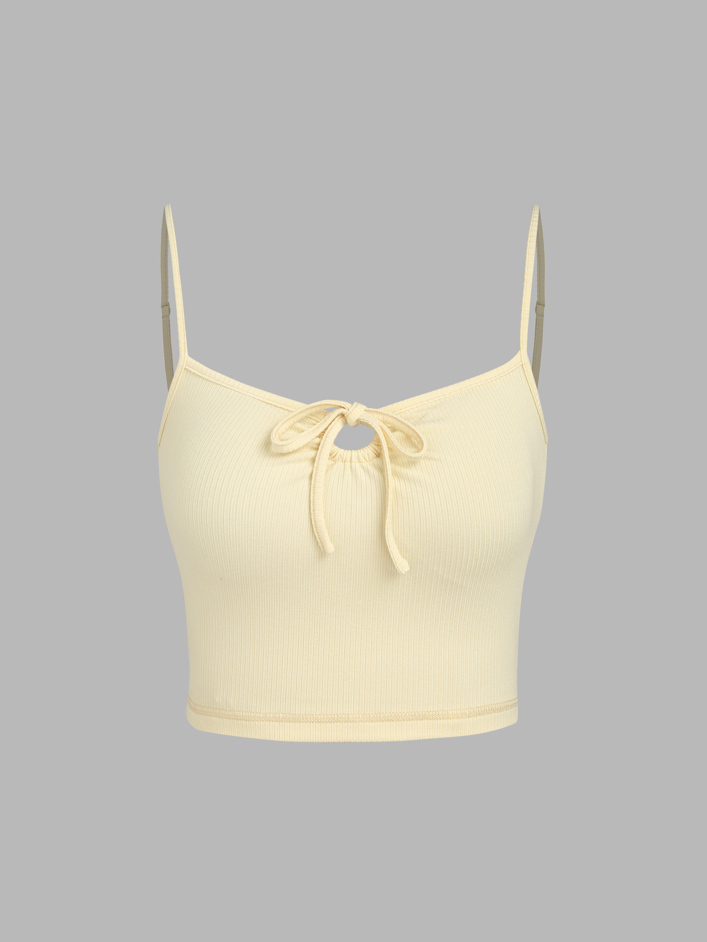 Rib Knotted Cut Out Cami Top