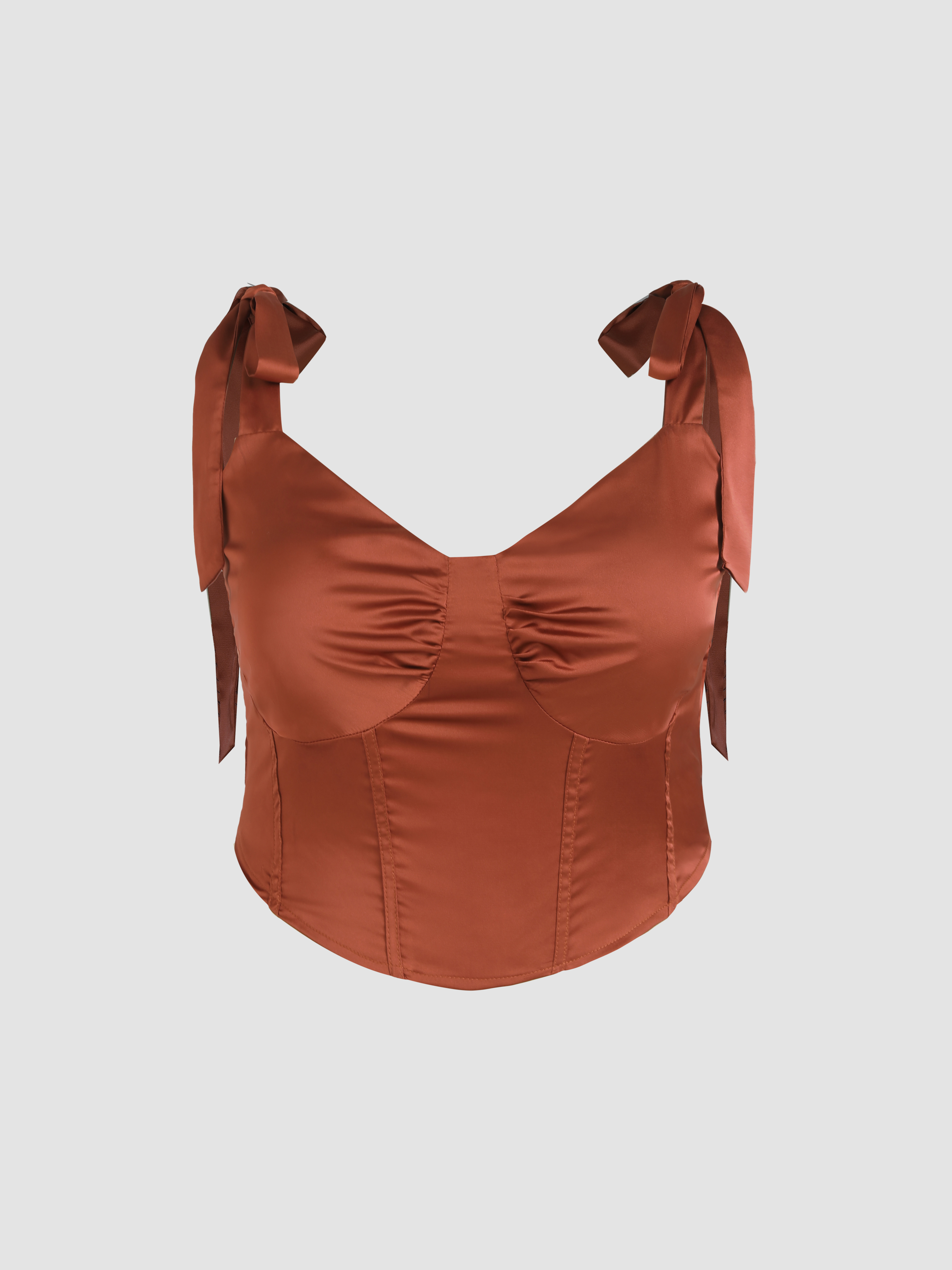 Tie Shoulder Corset Top Curve & Plus - Cider