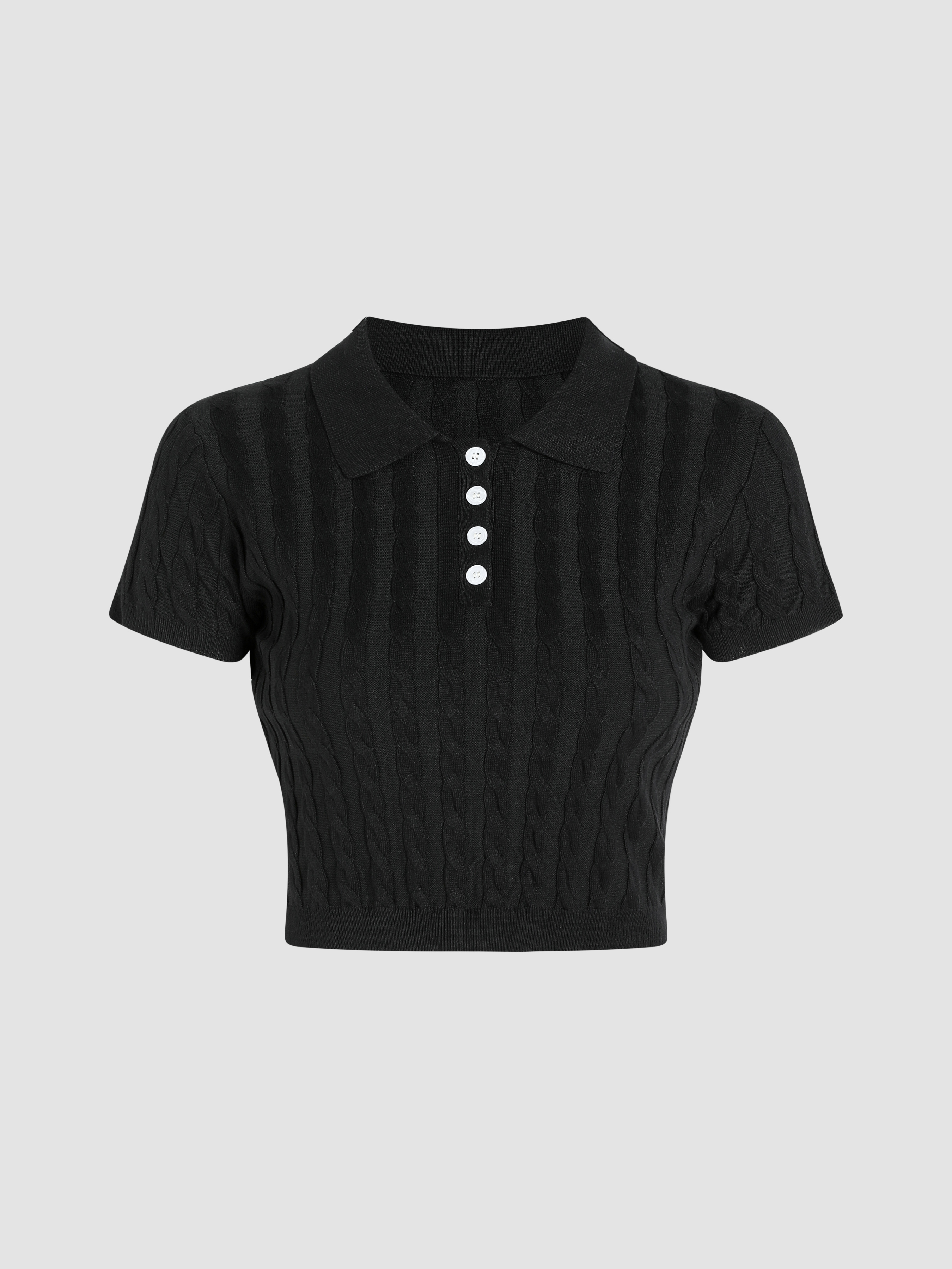 Knitted Short Sleeve Tops - Cider