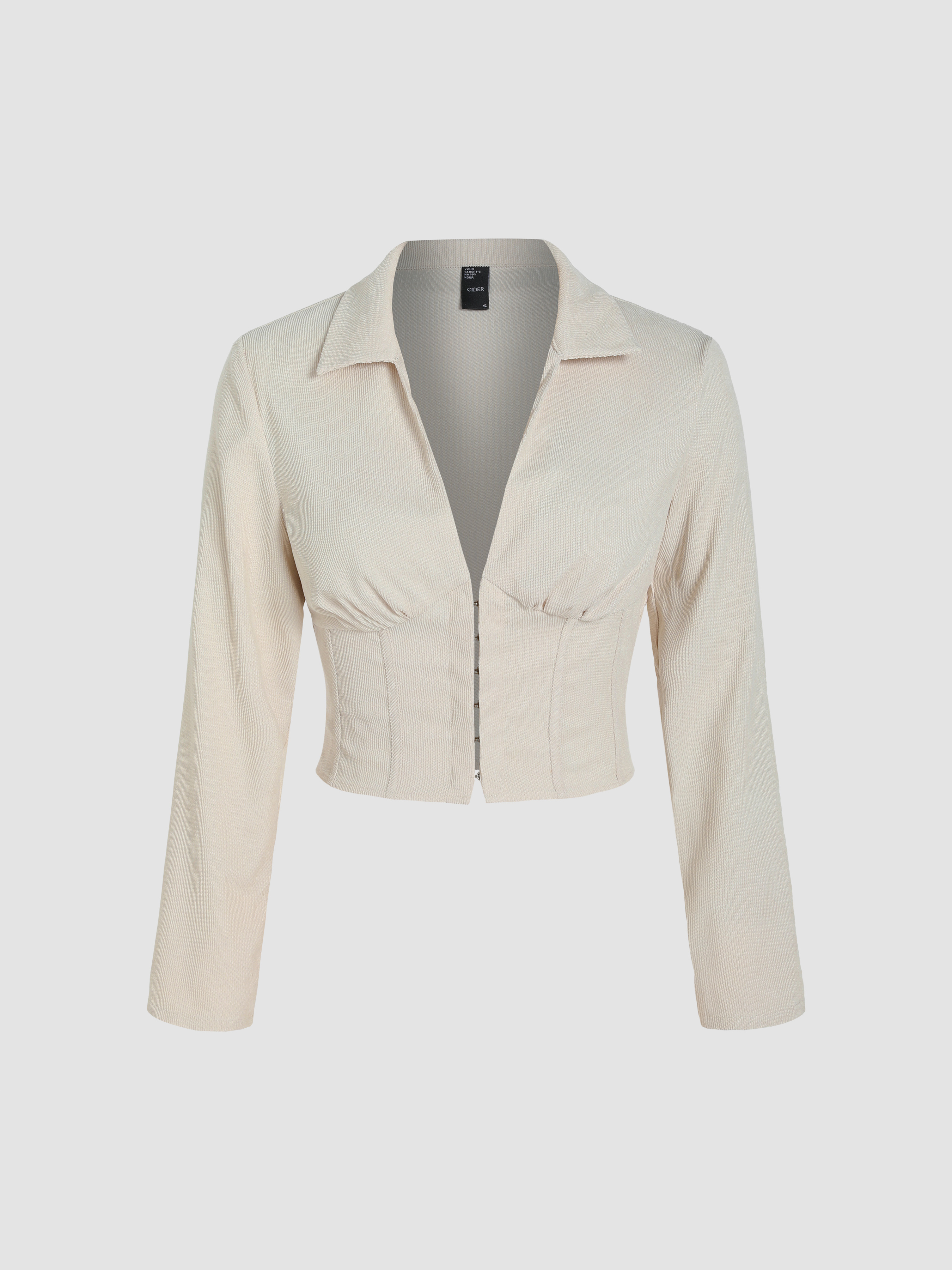 Corduroy Buckle Up Corset Crop Top - Cider