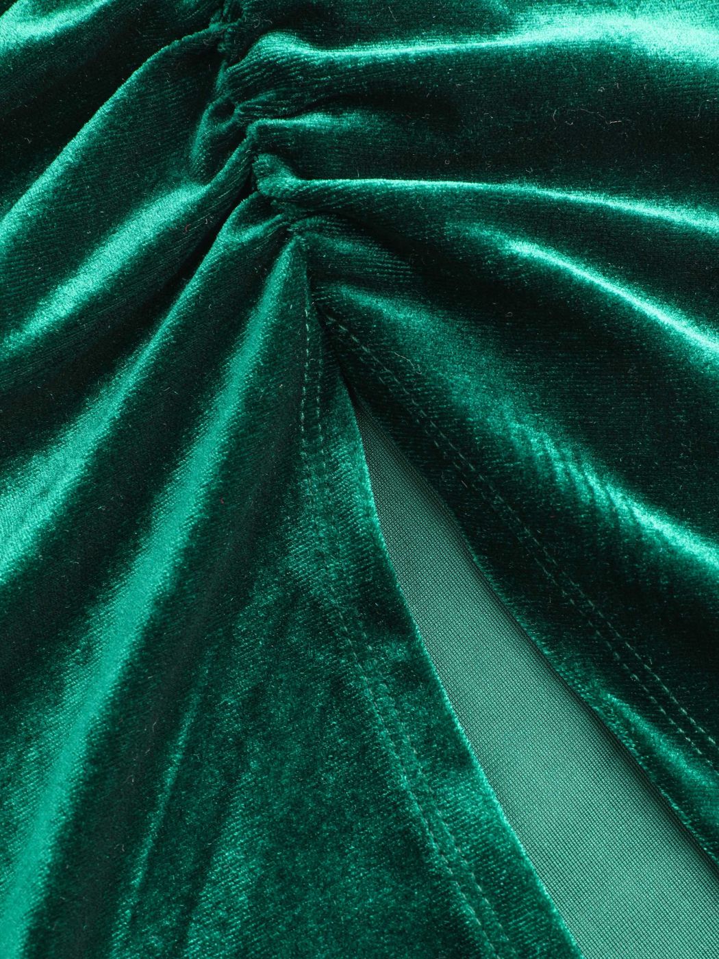 Velvet Solid Ruffle Trim Ruched Slit Velvet Dress For Date Wedding ...