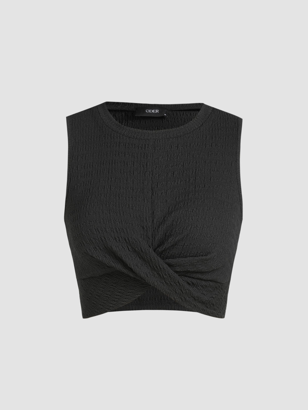 Solid Texture Twist Tank Top - Cider