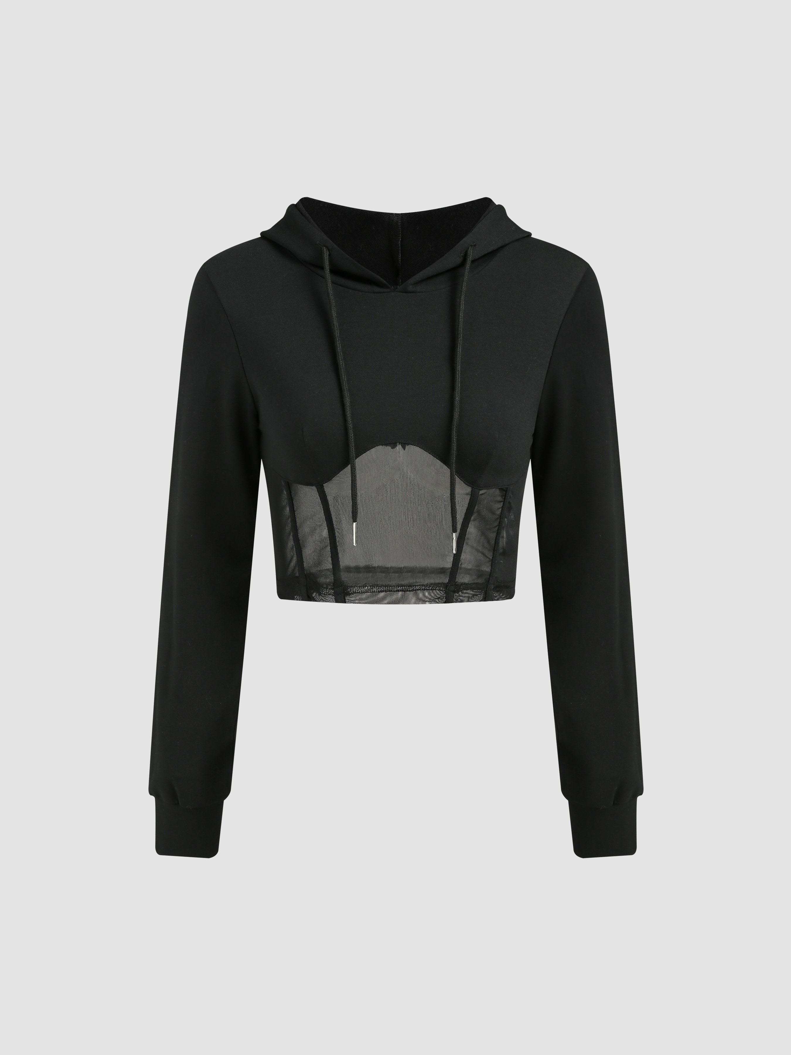 Terry Corset Crop Hoodie - Cider