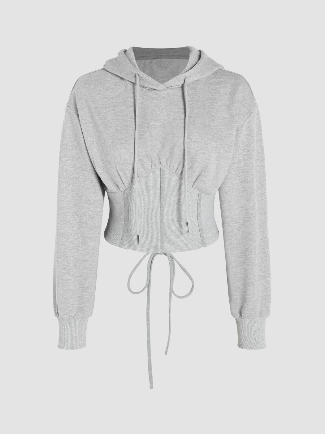 Solid Lace Up Corset Hoodie - Cider