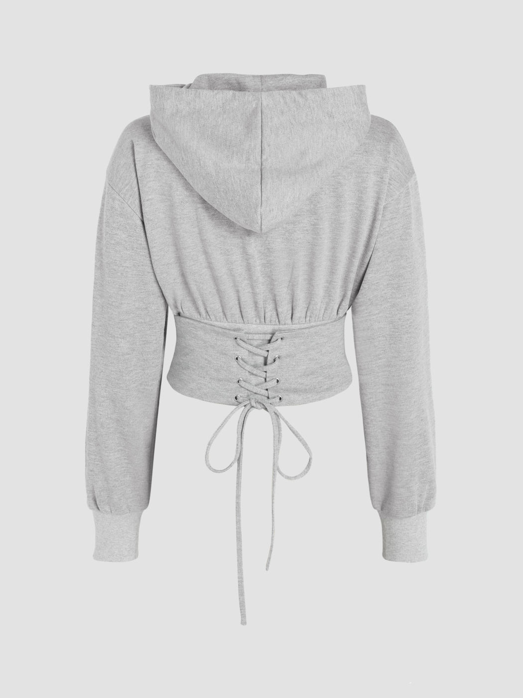 Solid Lace Up Corset Hoodie - Cider