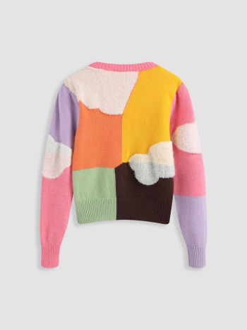 Color Patchwork Knit Sweater For School Daily Casual Vacation
