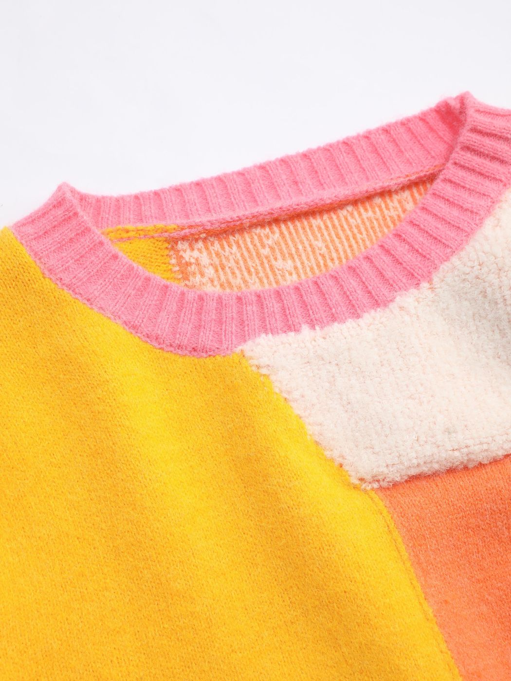 Color Patchwork Knit Sweater For School Daily Casual Vacation