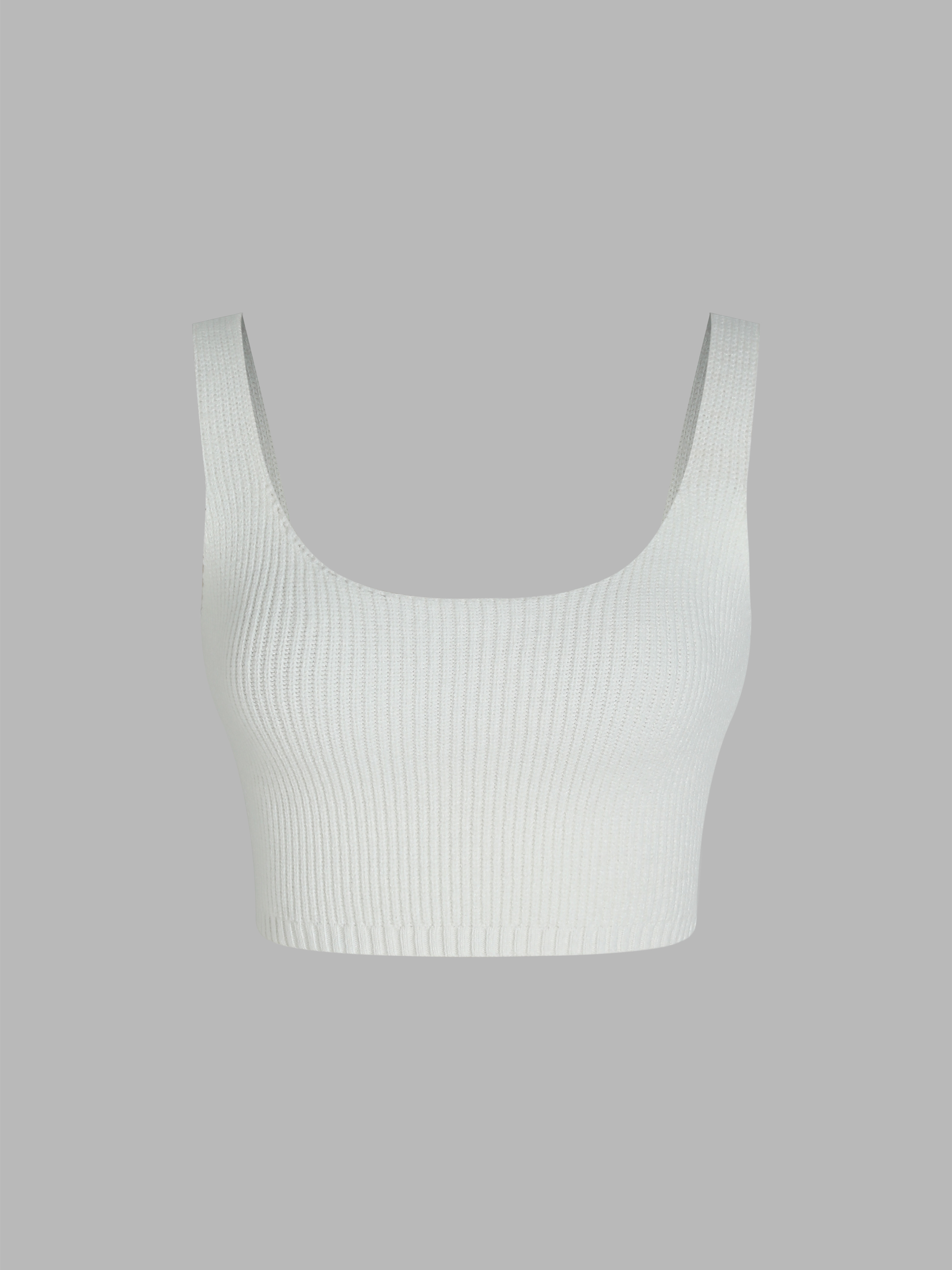 Solid Knitted Sleeveless Crop Top - Cider