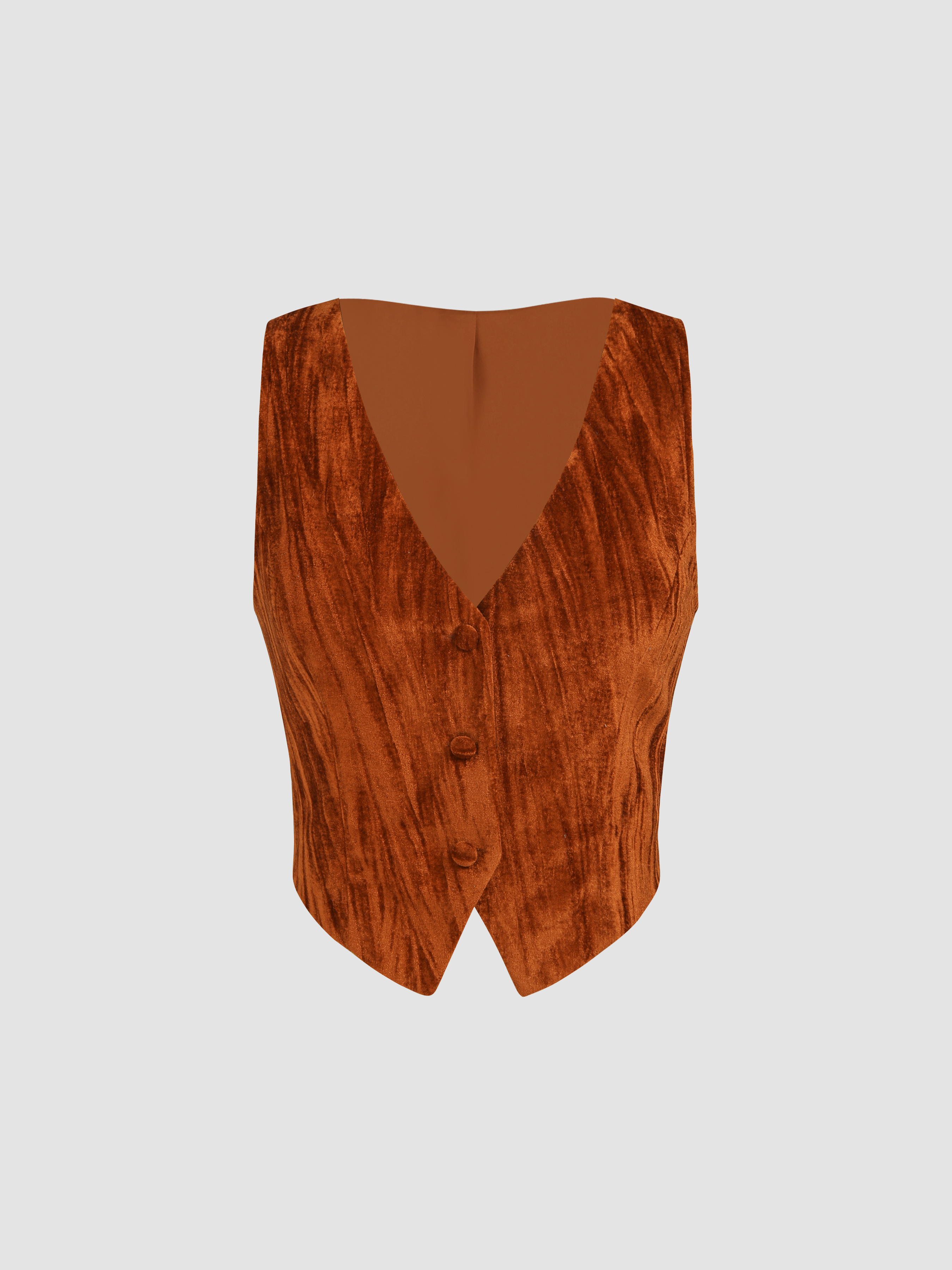 Solid Velvet Crop Vest - Cider