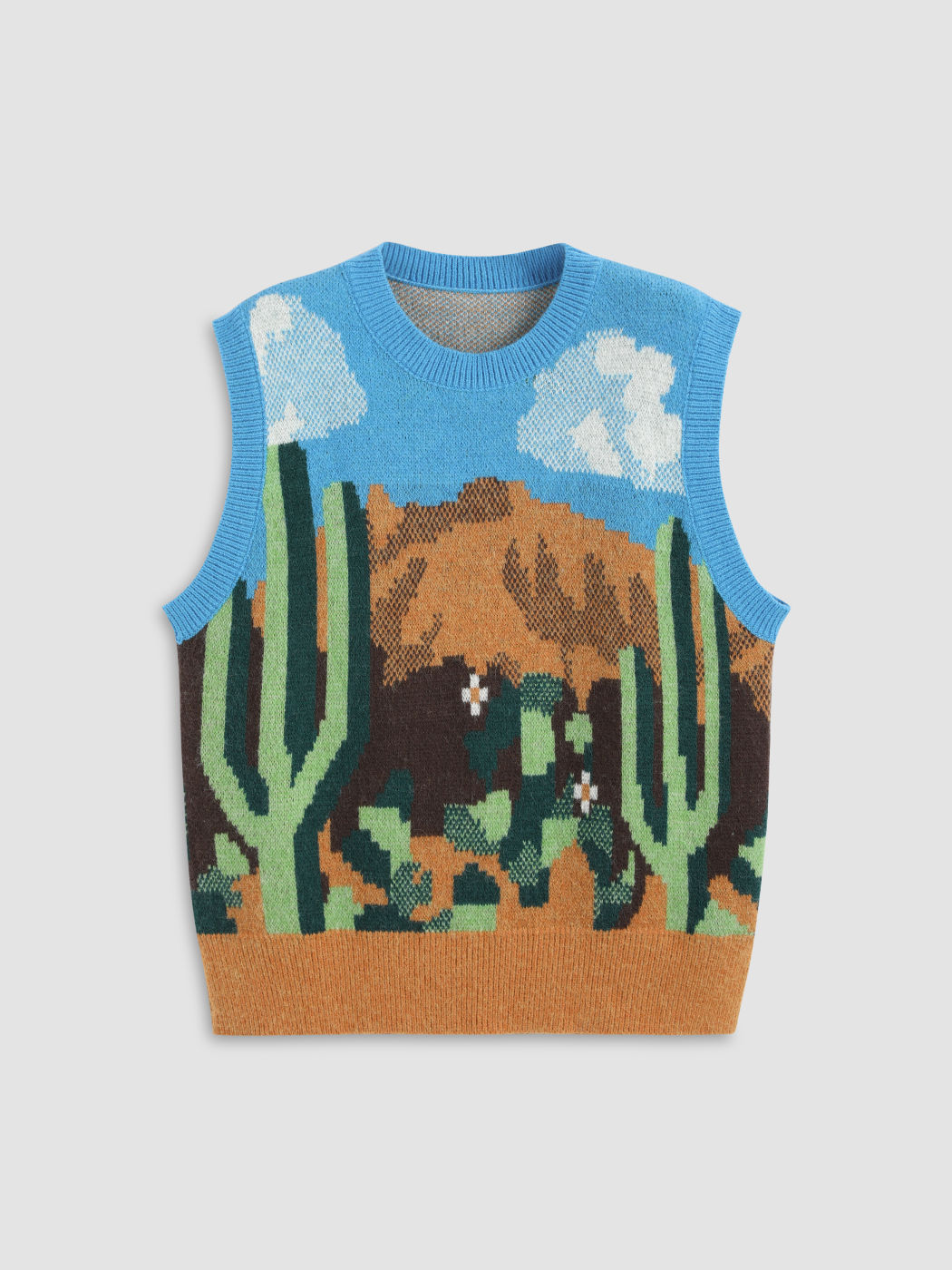 Desert Sun Graphic Knit Vest For School Work