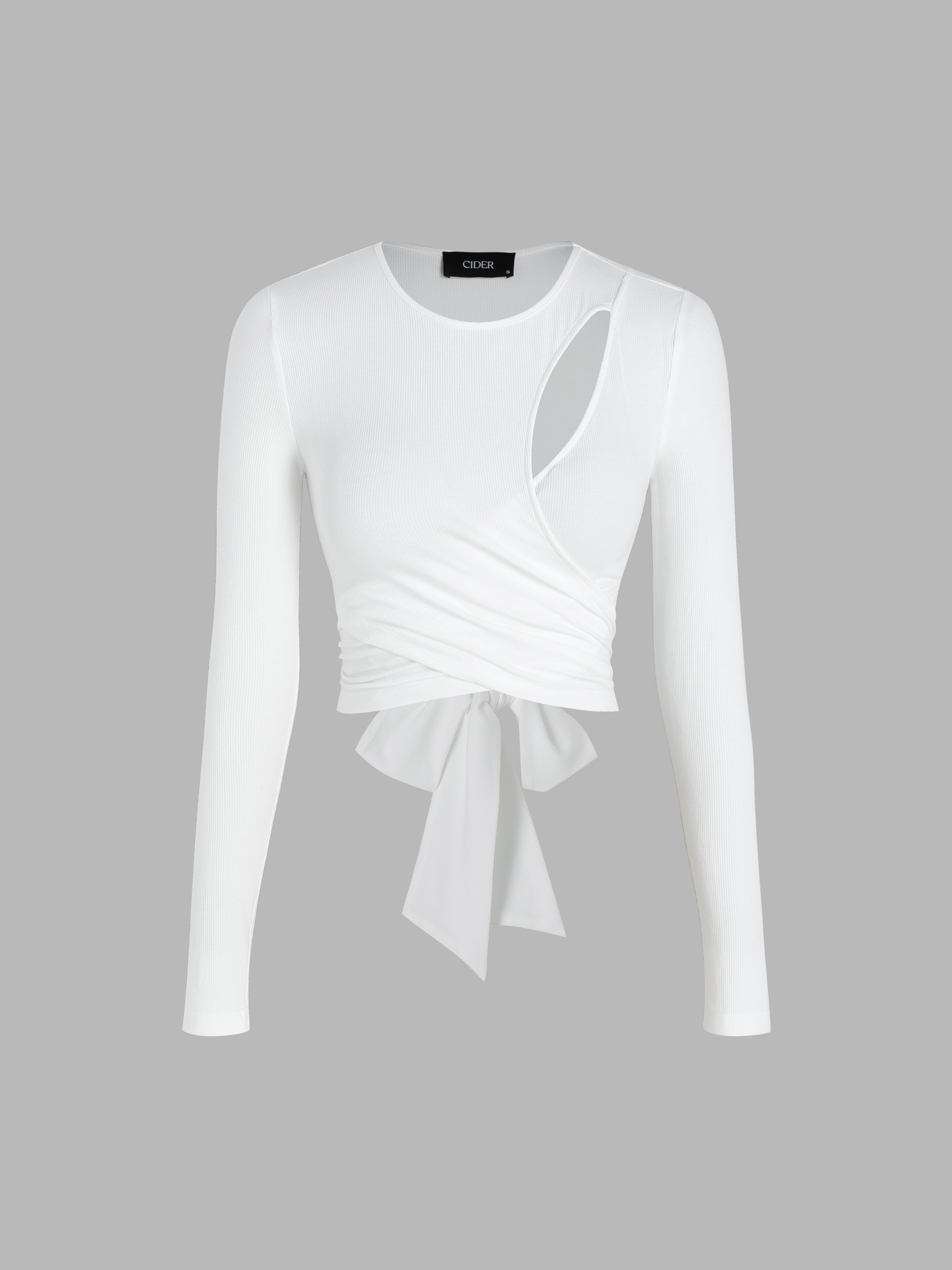 Solid Cut Out Tie Back Knitted Top - Cider