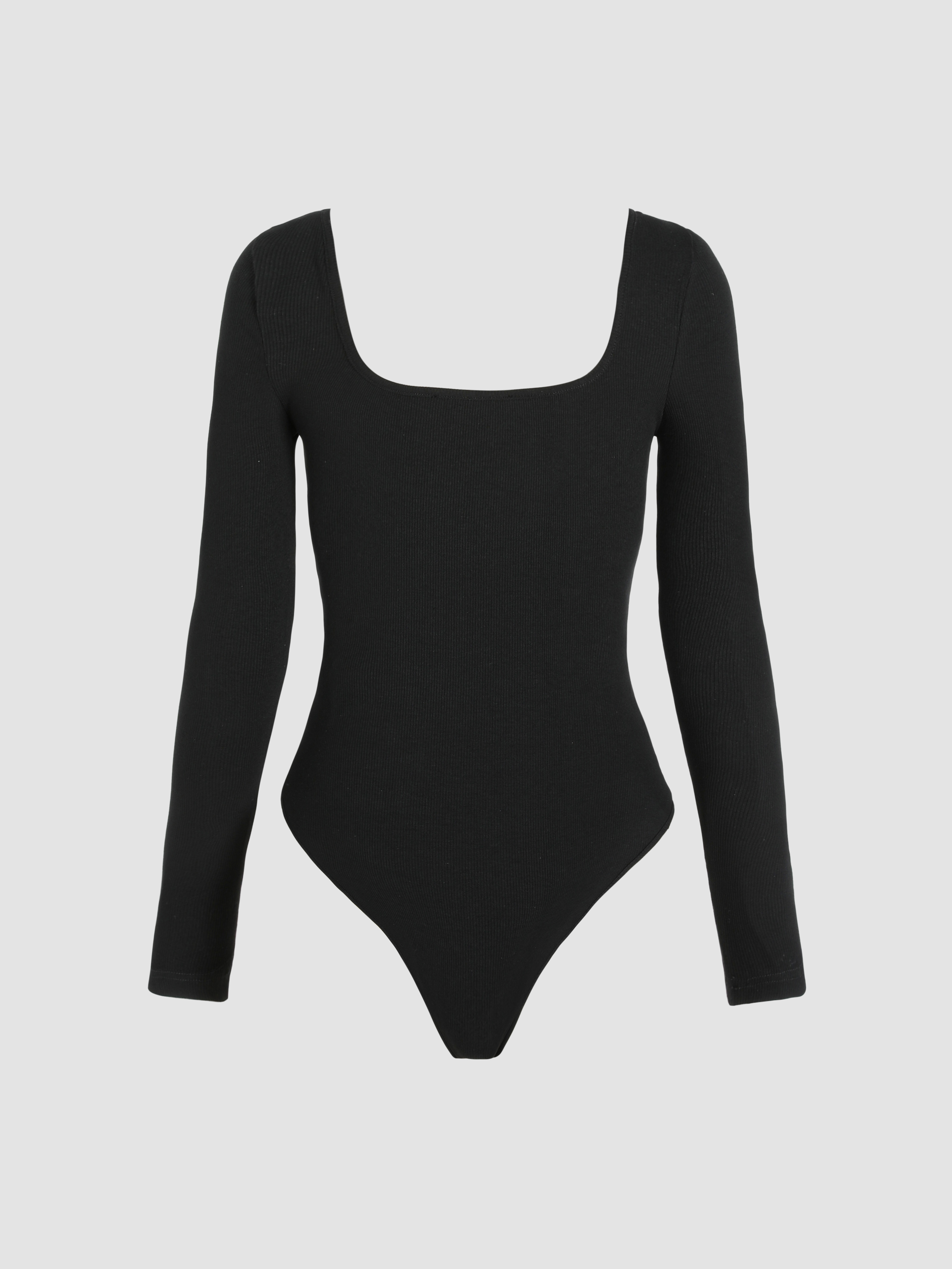 Solid U-neckline Bodysuit - Cider