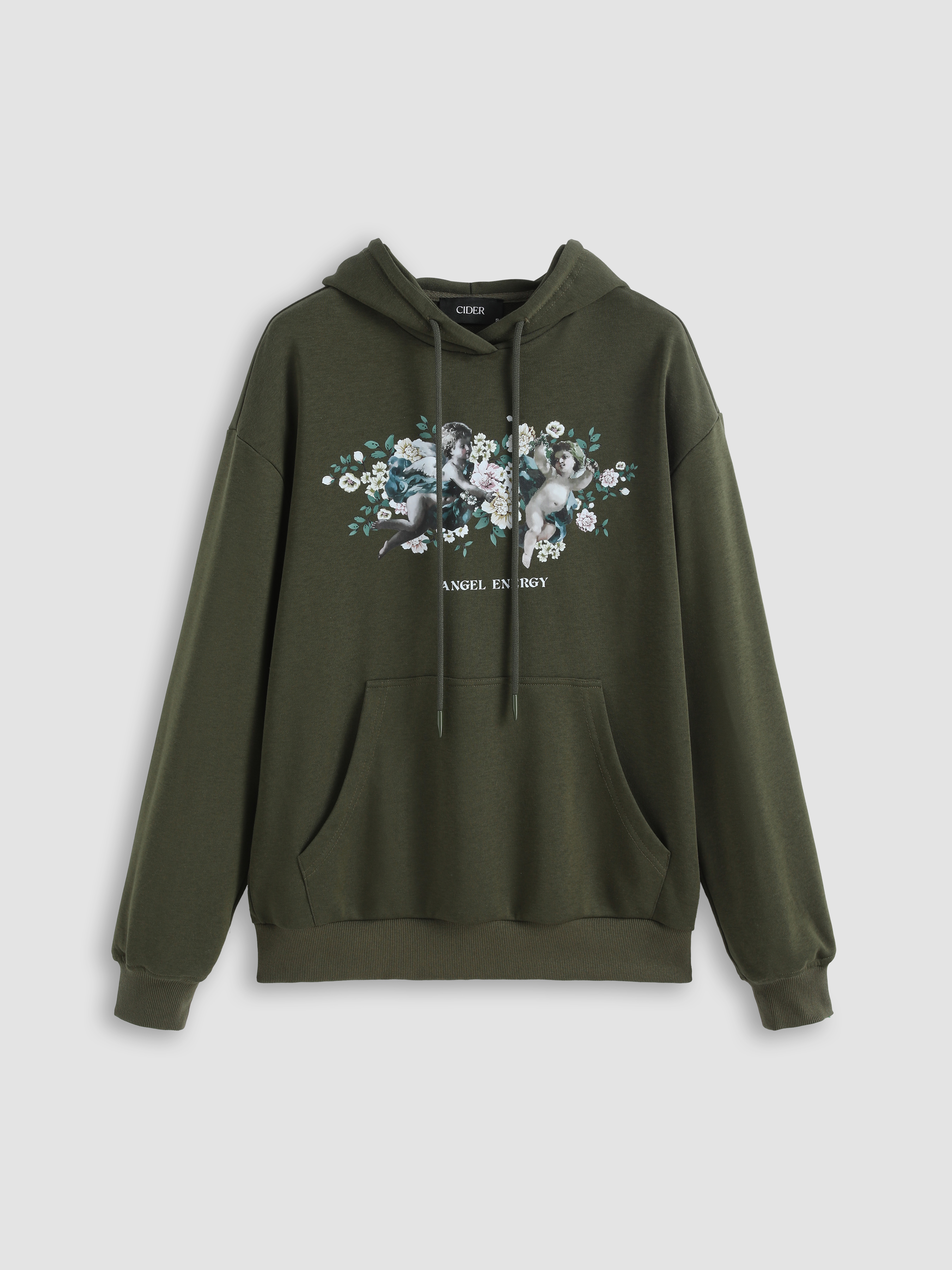 Sweat à capuche oversize à manches longues avec motif graphique d'ange ...