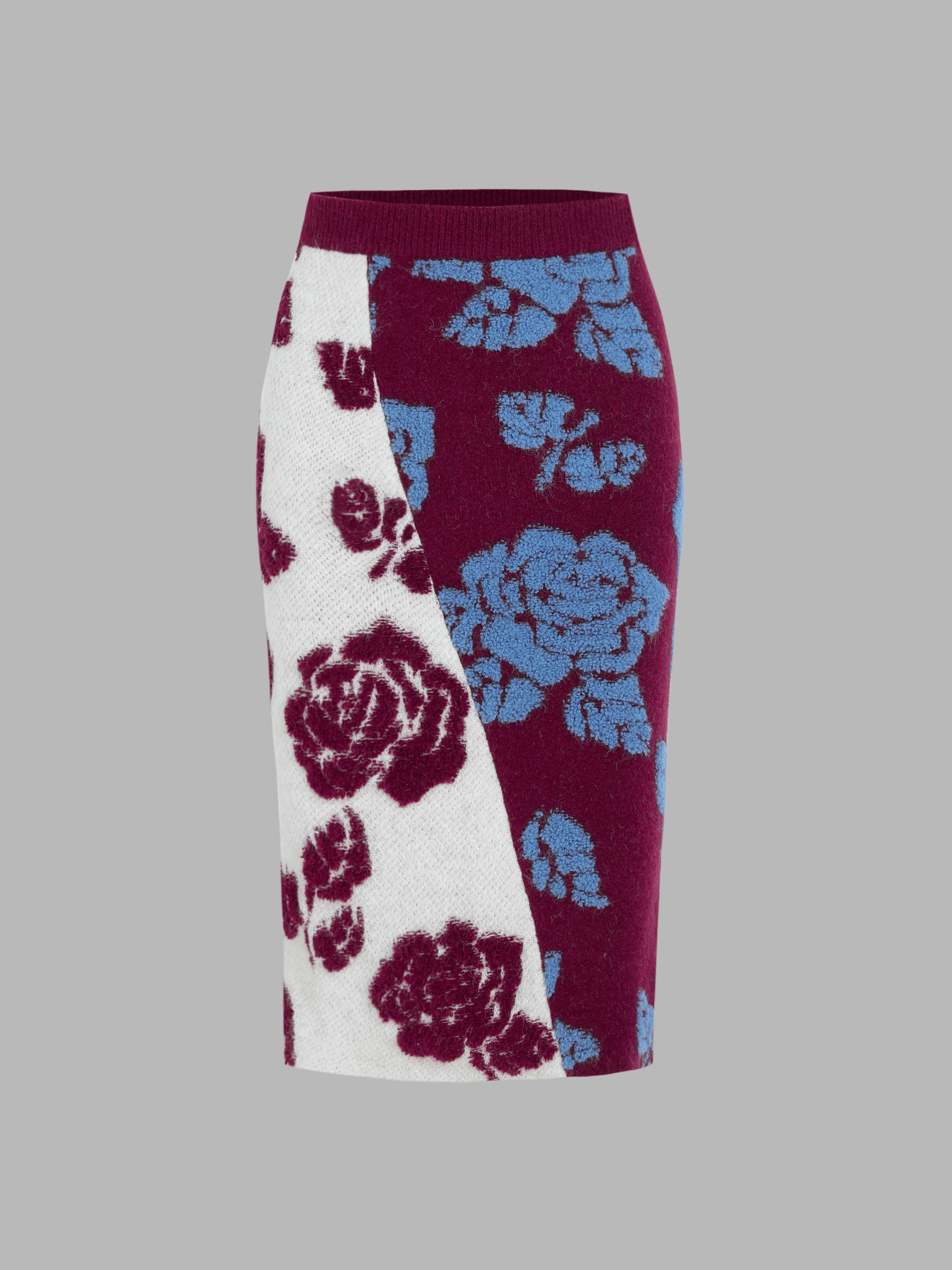 Floral Pattern Patchy Knitted Maxi Skirt For School Date Coffee Shop Vacation Work