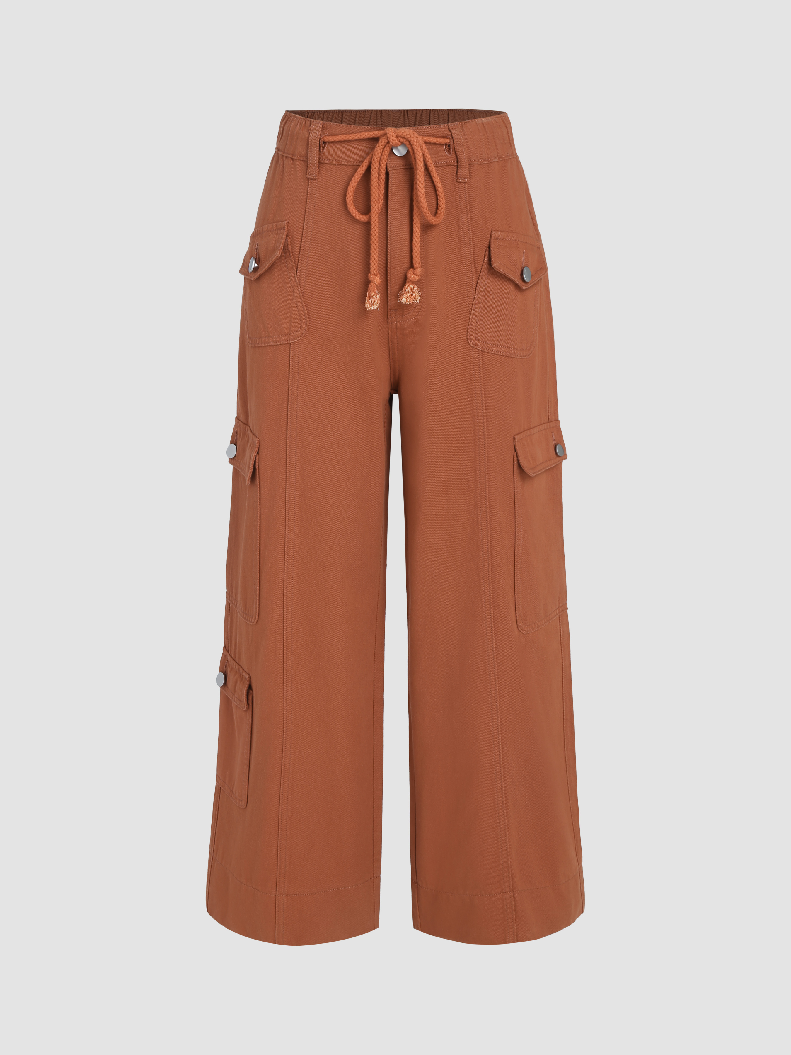 Cargo Knotted Straight Leg Trousers For School Daily Casual Outdoor