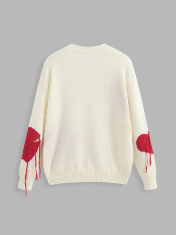 Heart Pattern Tassel Sweater For School Daily Casual
