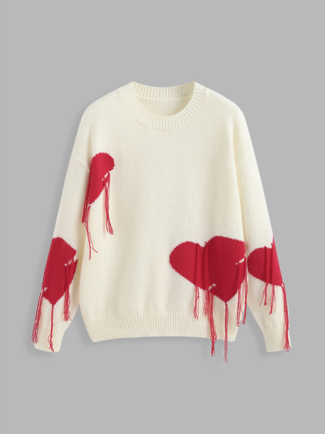 Heart Pattern Tassel Sweater For School Daily Casual