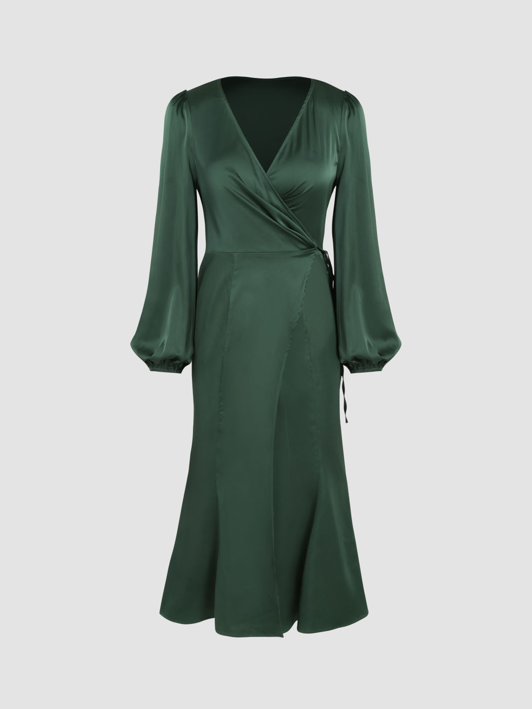 Satin Solid Drawstring Midi Dress For Date Party/Clubbing Vacation Holiday