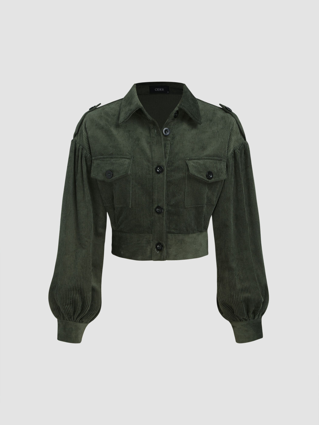 Solid Corduroy Crop Jacket - Cider
