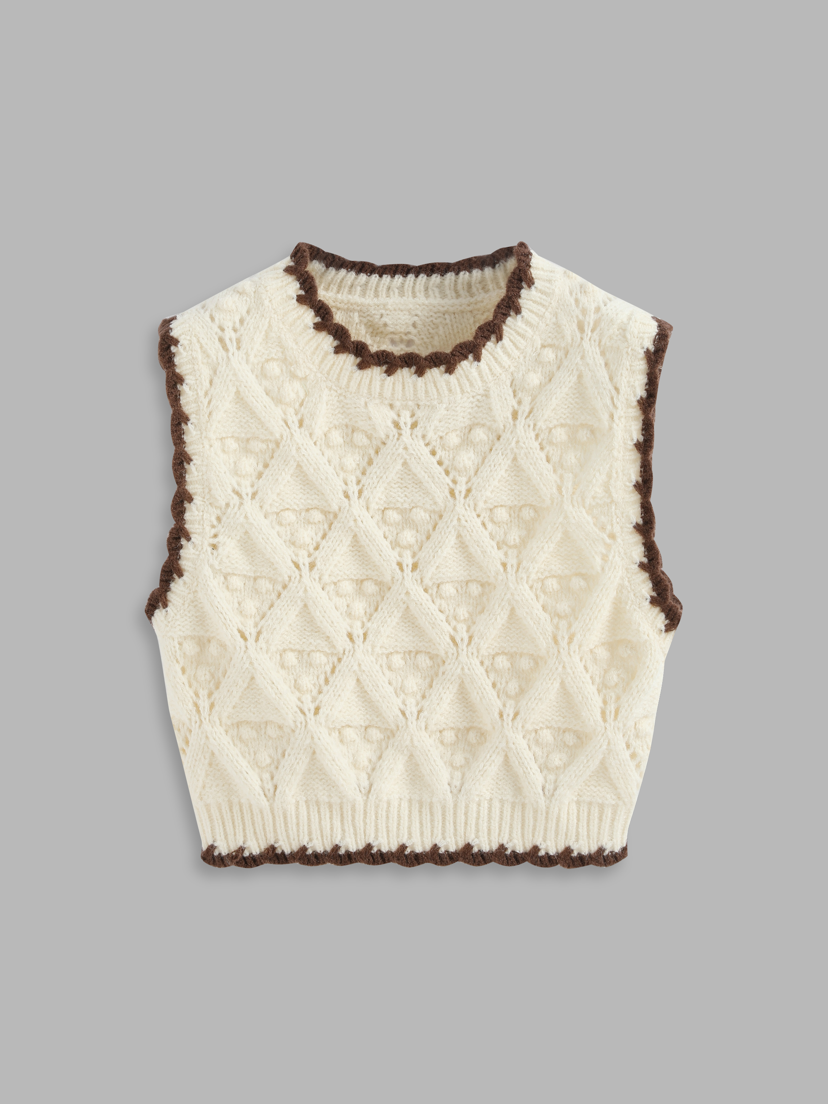 Contrasting Knitted Crop Vest For School Daily Casual Picnic Home