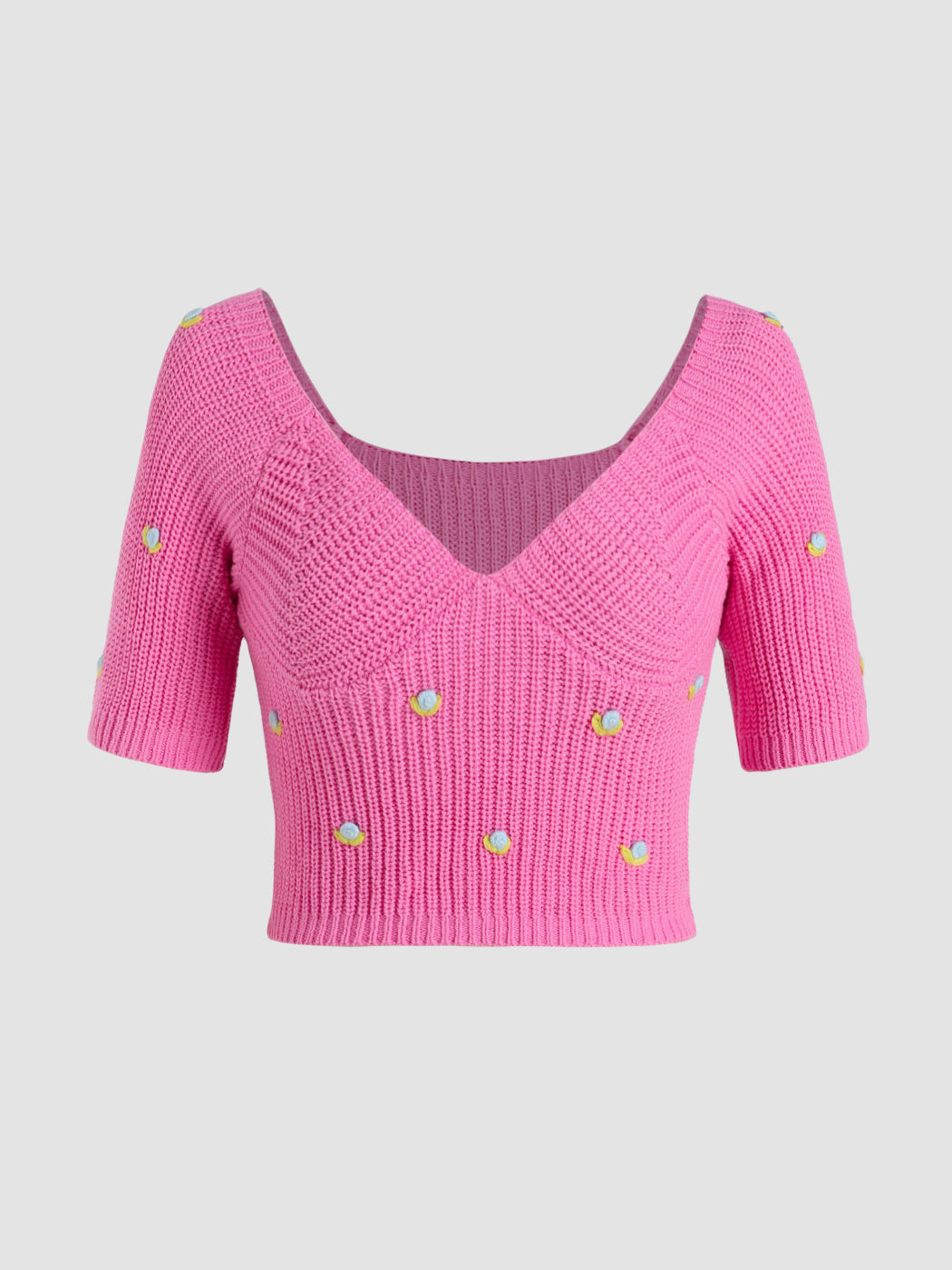 3D Flowers Knit Crop Top For School Date Music Festival/Live House ...