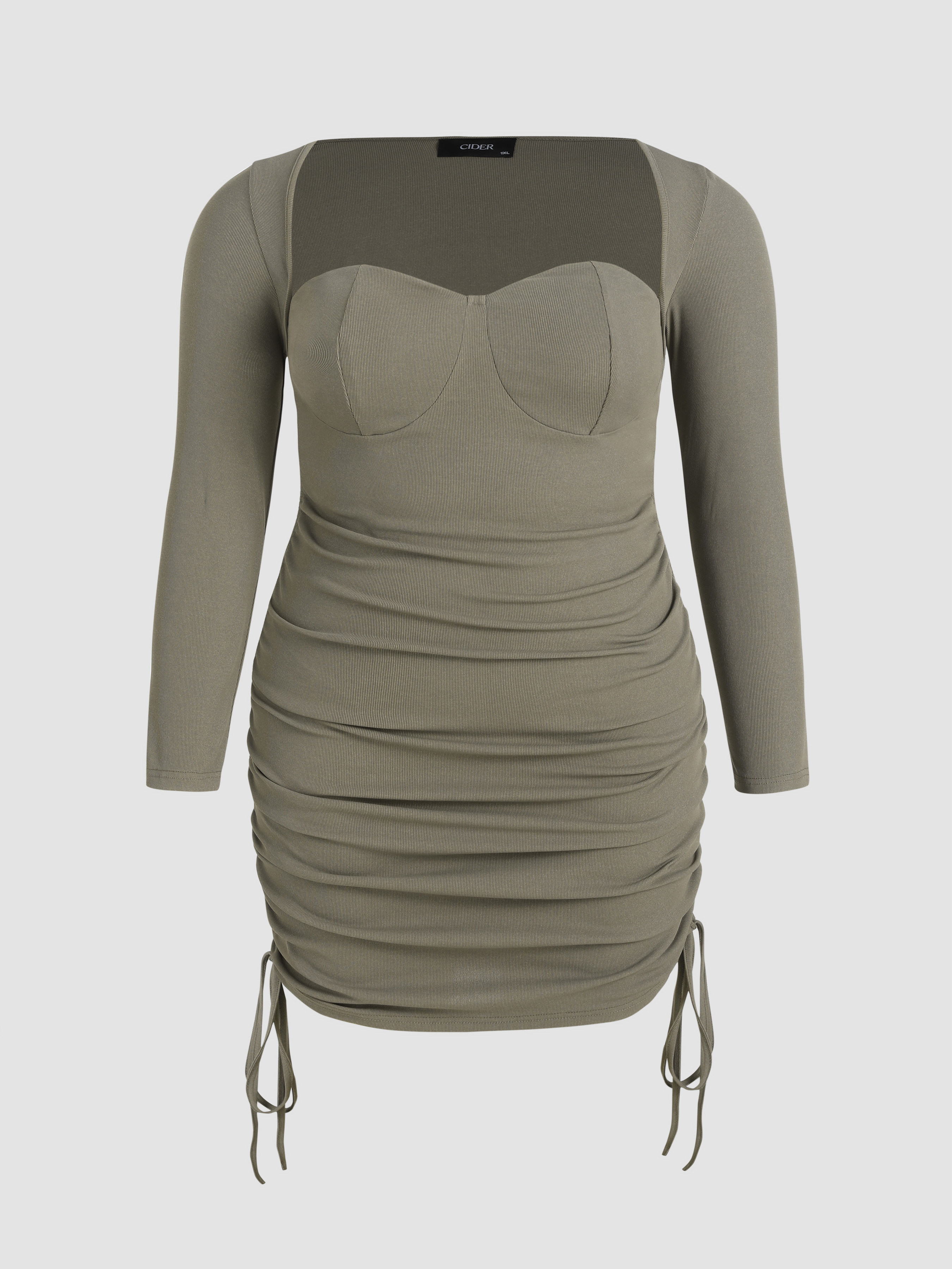 Curve & Plus Solid Square Neck Mini Dress - Cider