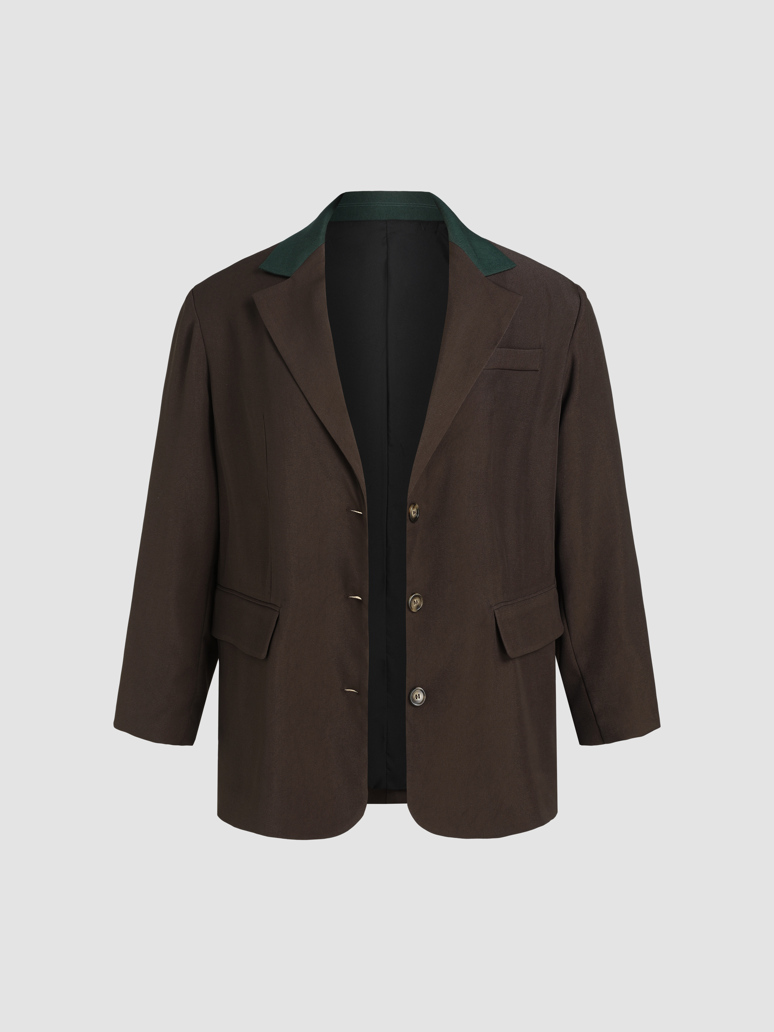 Solid Button Up Blazer Curve & Plus - Cider