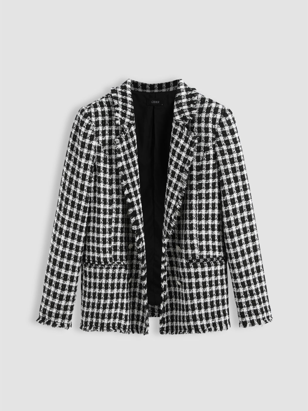 Tweed Notched Collar Blazer - Cider