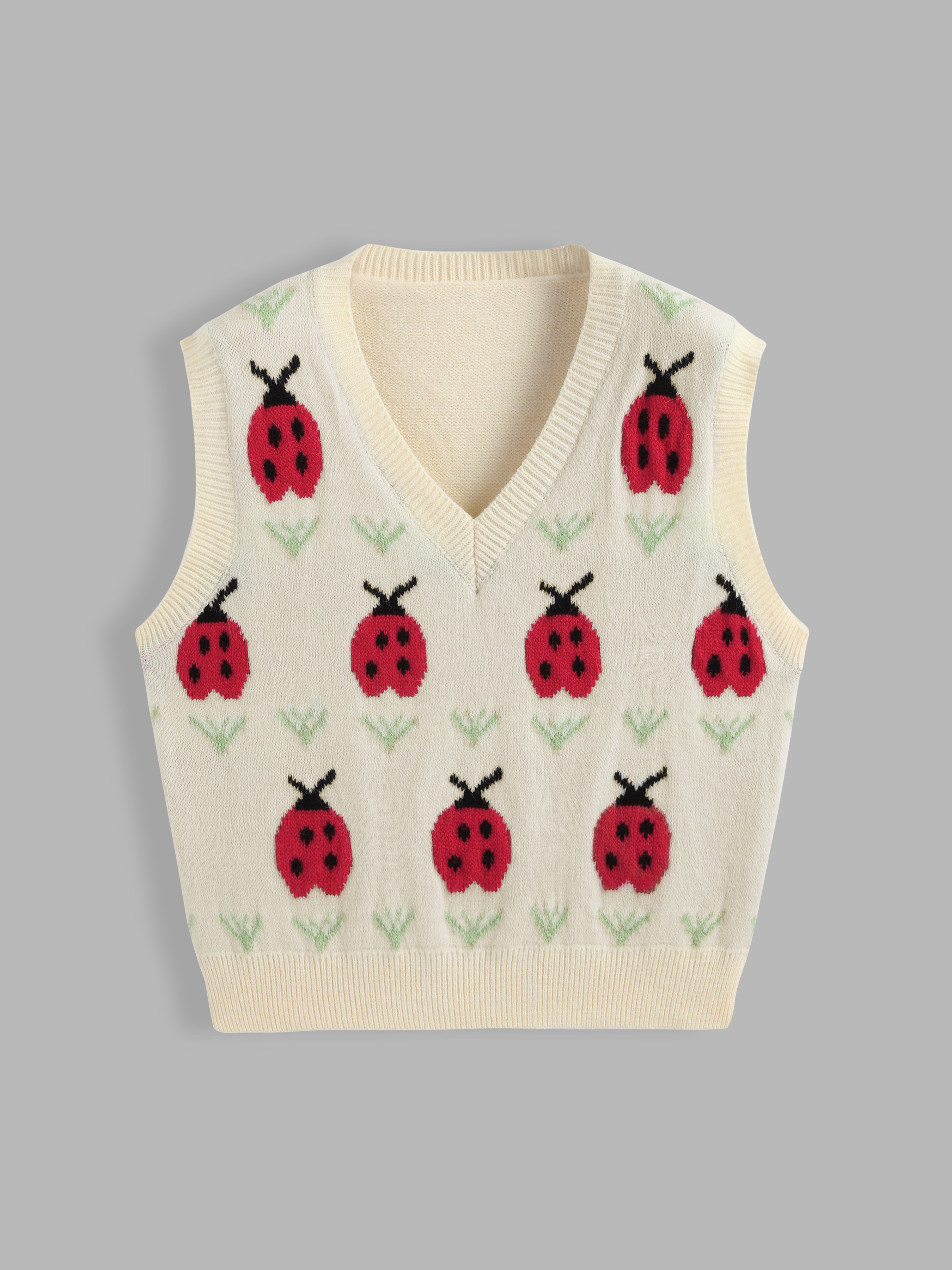 Beetle Pattern Sweater Vest For School Daily Casual Picnic Coffee Shop