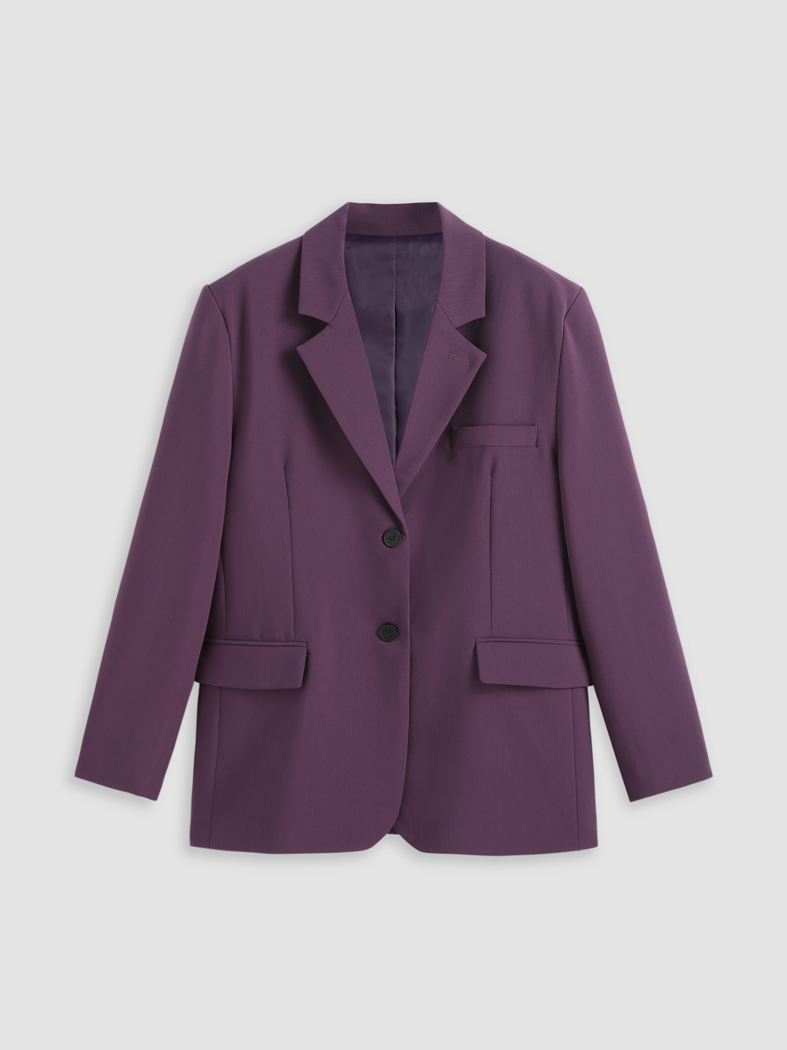 Solid Notched Collar Oversized Blazer - Cider