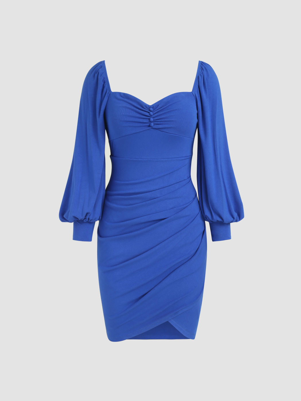 Solid Square Neck Ruched Mini Dress For Date Vacation Holiday