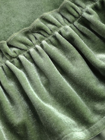 Solid Velvet Hollow Out Ruffle Mini Dress - Cider