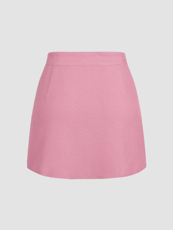 Solid Slit Mini Skirt Curve & Plus - Cider