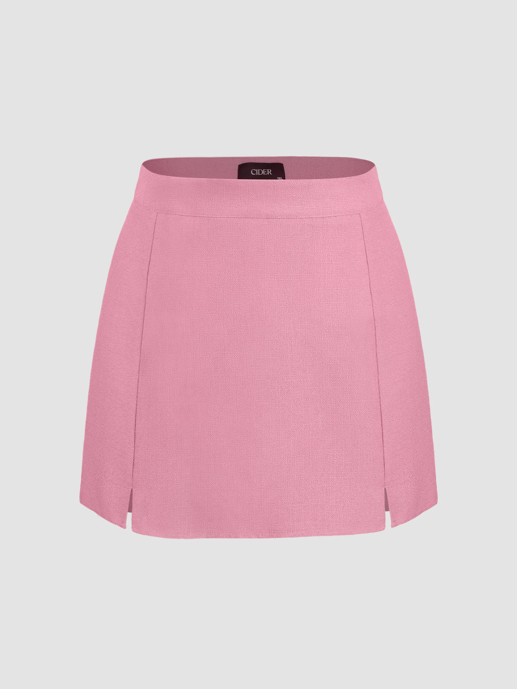 Solid Slit Mini Skirt Curve And Plus Cider