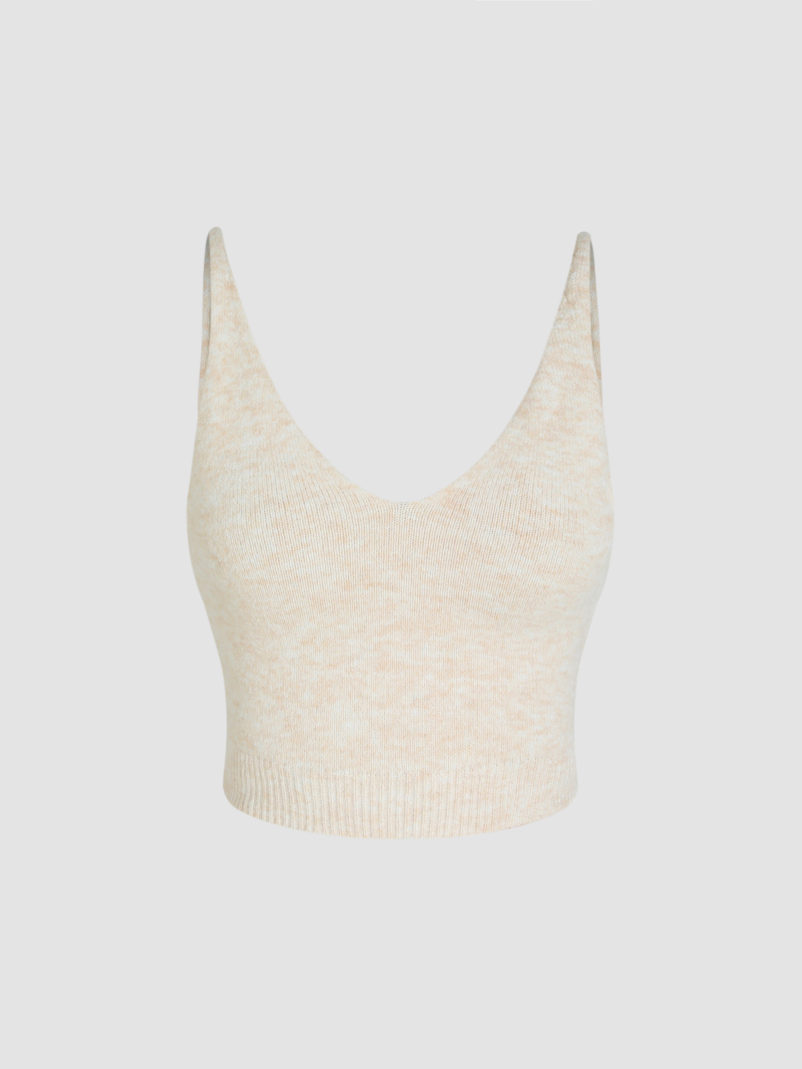 Recycled Wool-blend Fabric Solid Knitted Tank Top - Cider
