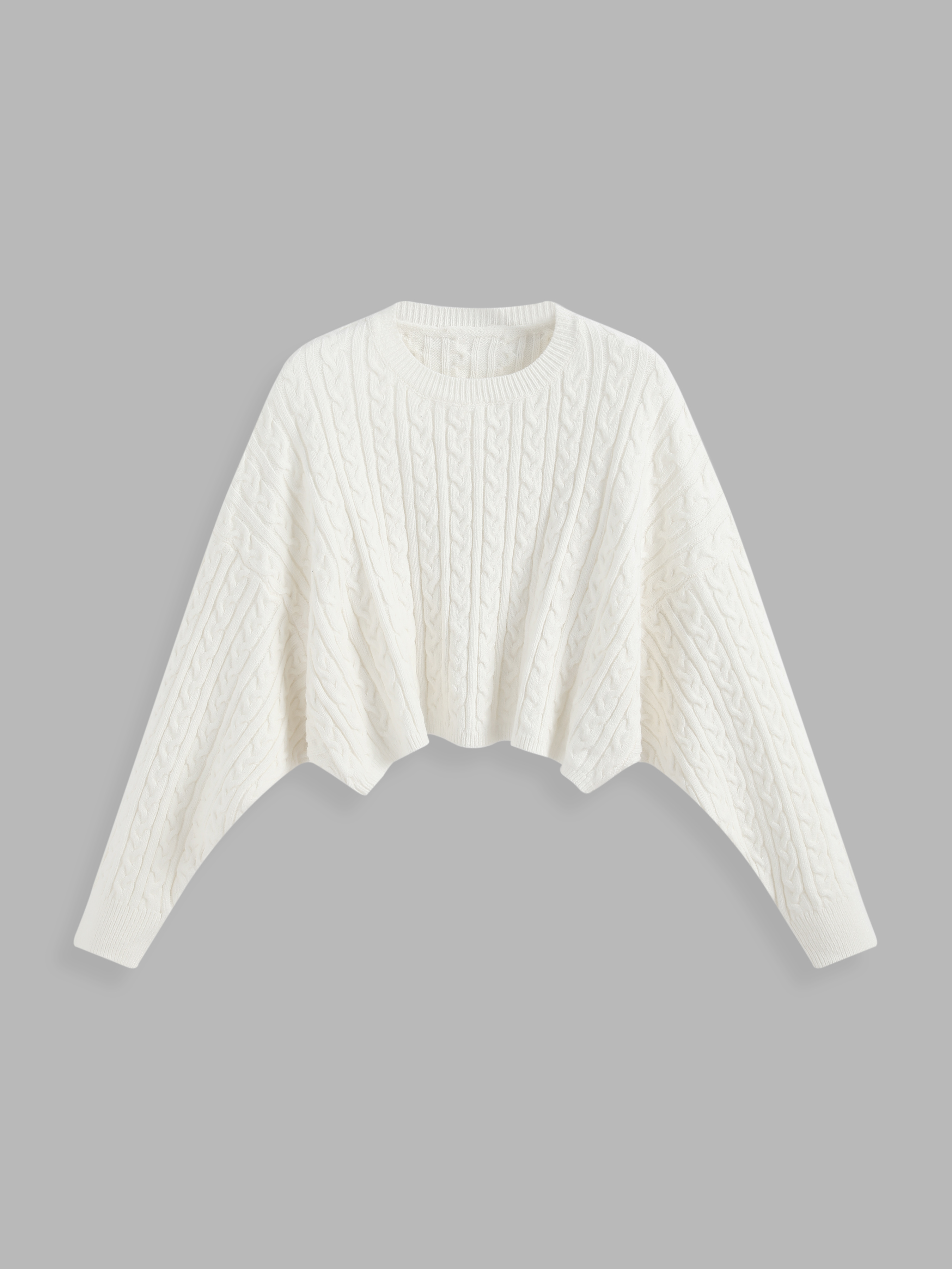 Solid Cable Knit Crop Top - Cider
