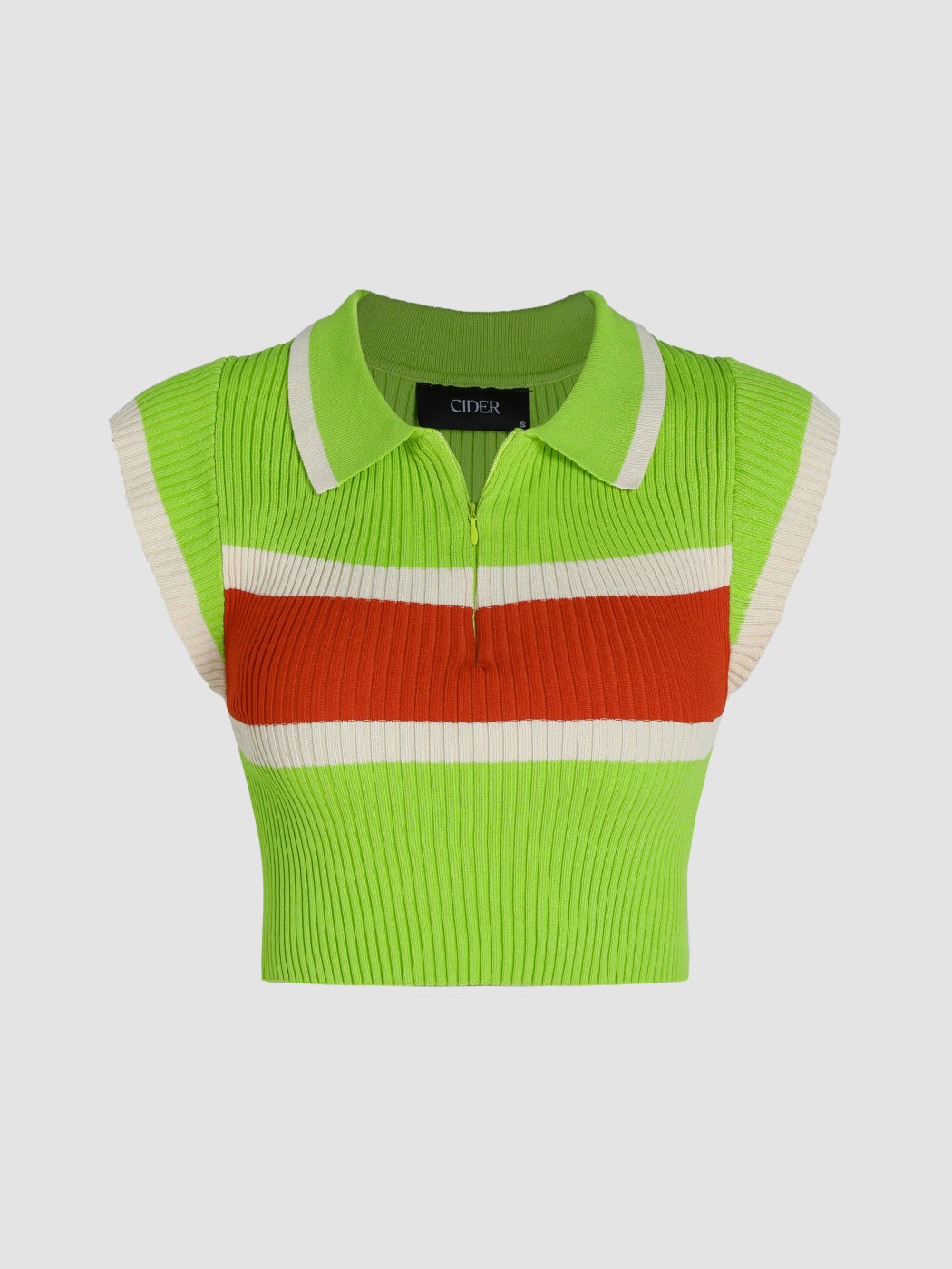 Polo Contrasting Knitted Crop Top For School Daily Casual Home