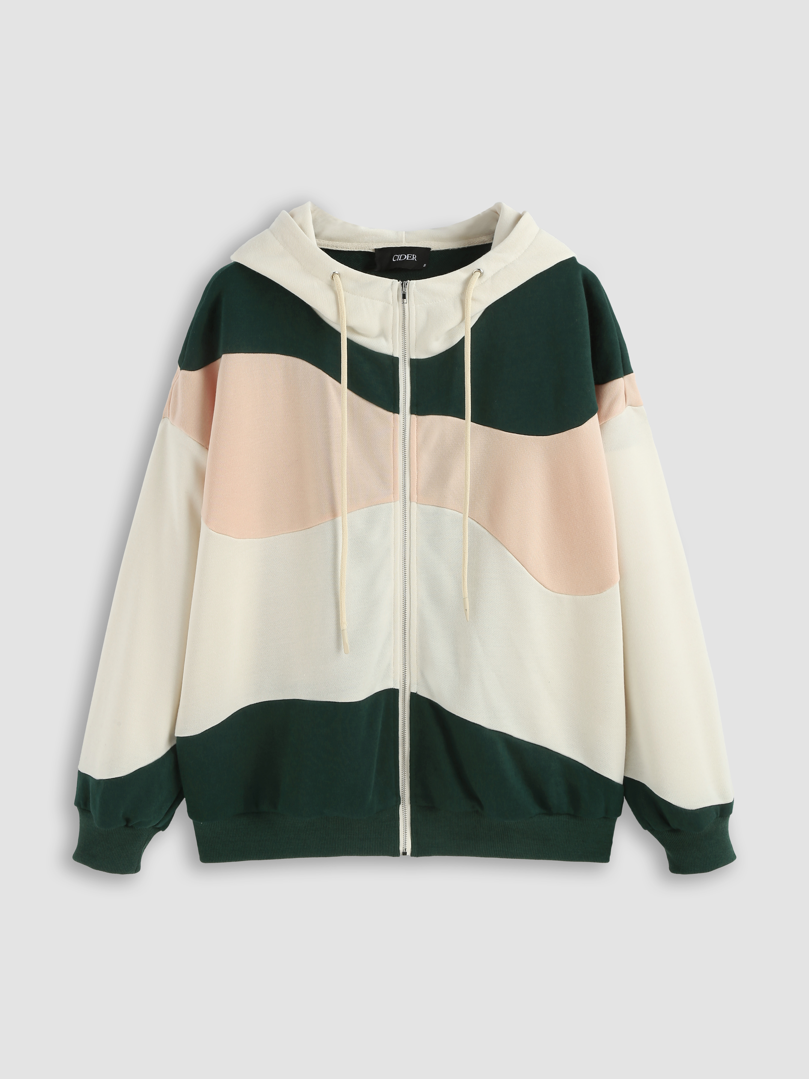 Terry Patchy Zipper Oversized Hoodie For School Gym/Sports Work