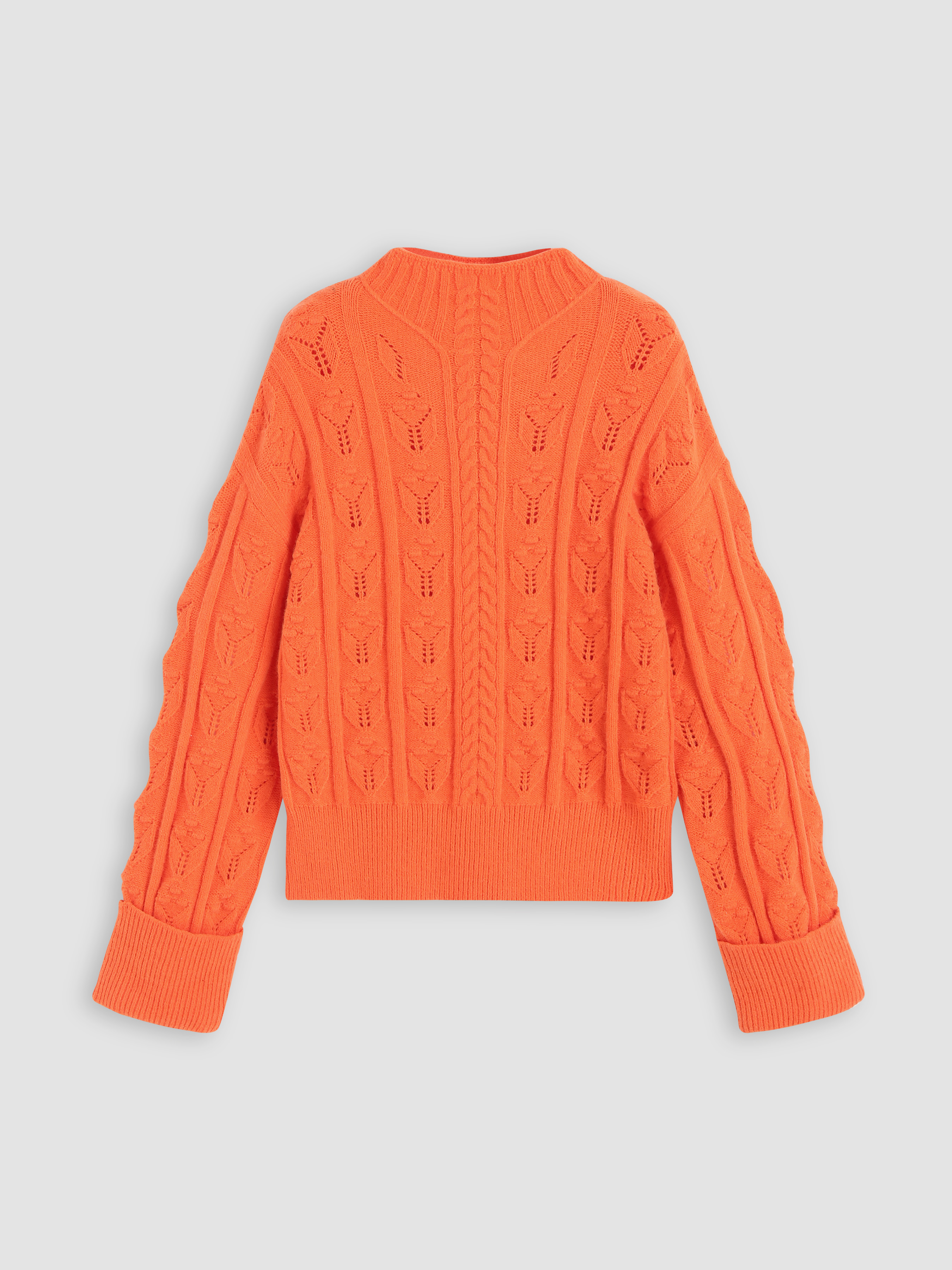 Solid Cable Knit High Neck Sweater For Daily Casual School