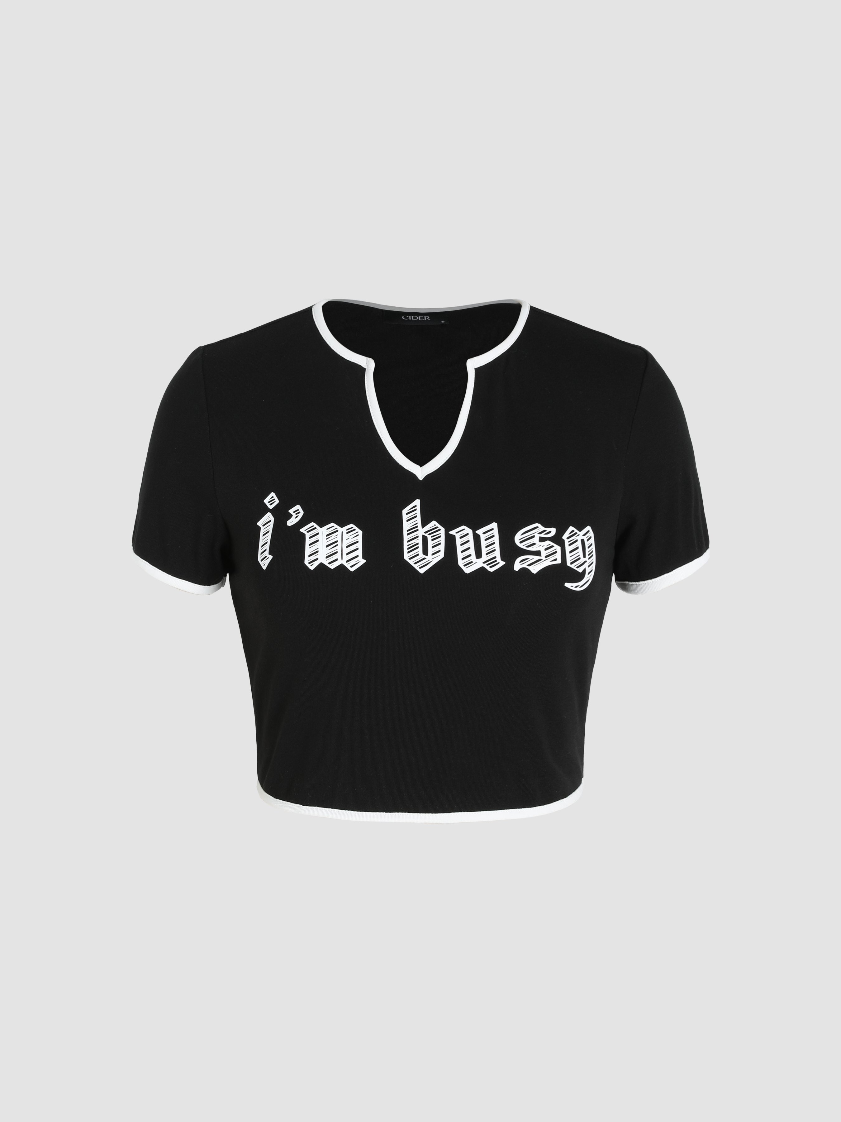 Graphic V-neck Crop Top - Cider