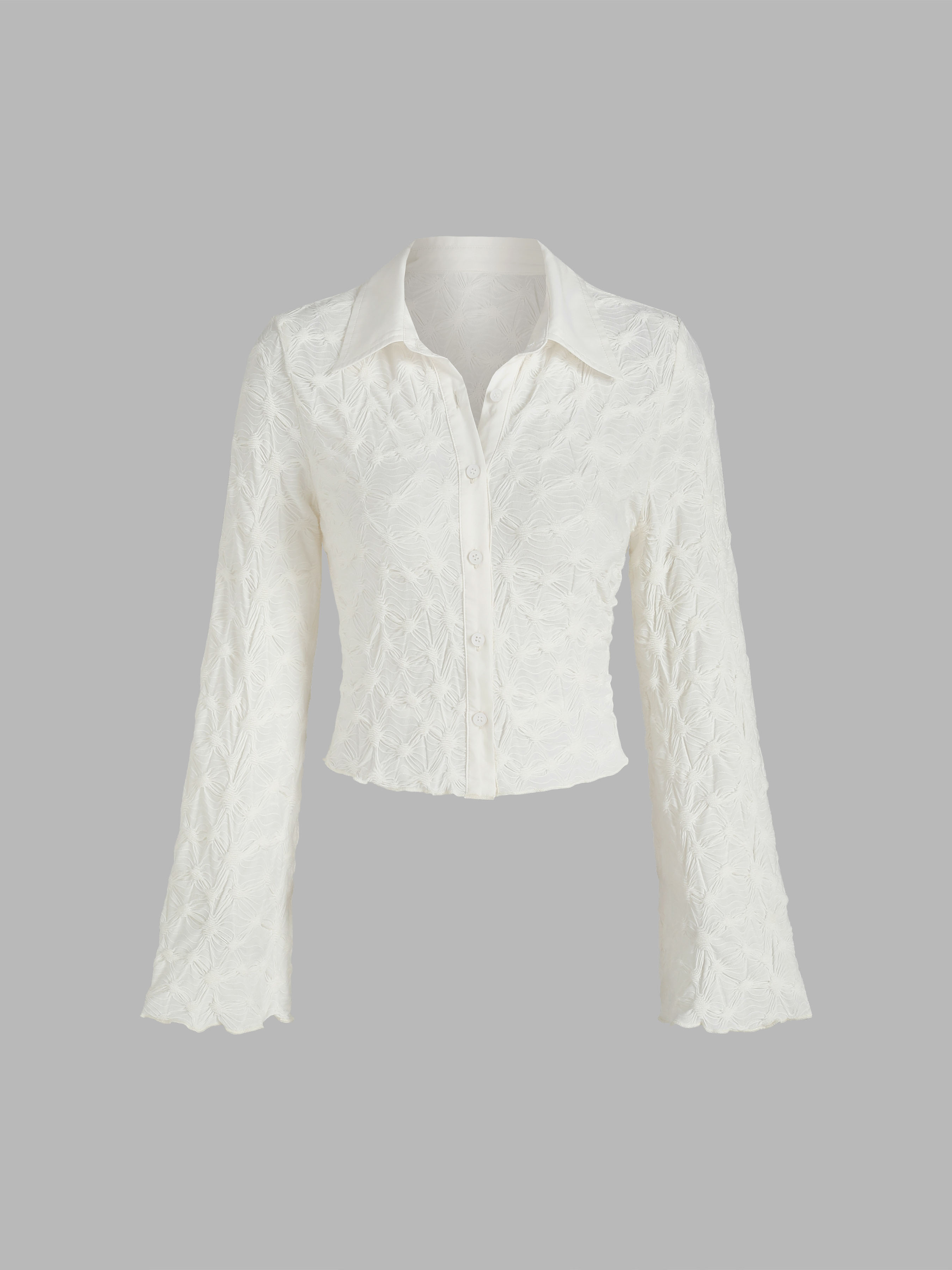 Solid Collar Button Up Blouse - Cider