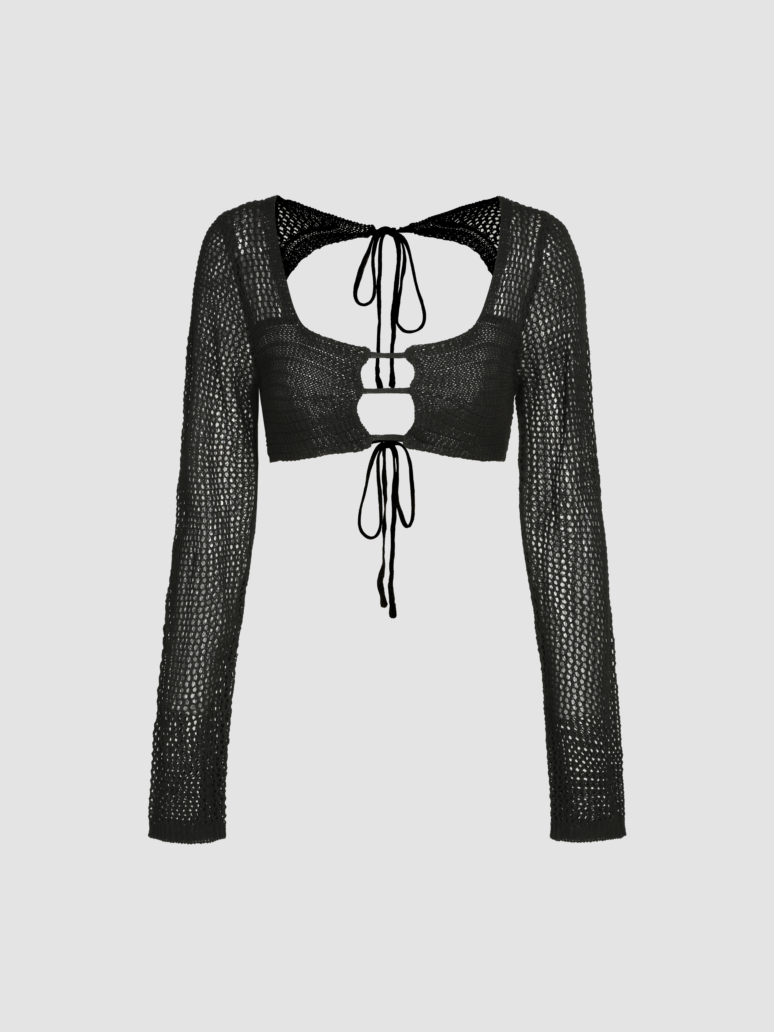 Solid U-neckline Tie Back Knitted Top For Vacation Holiday Music ...