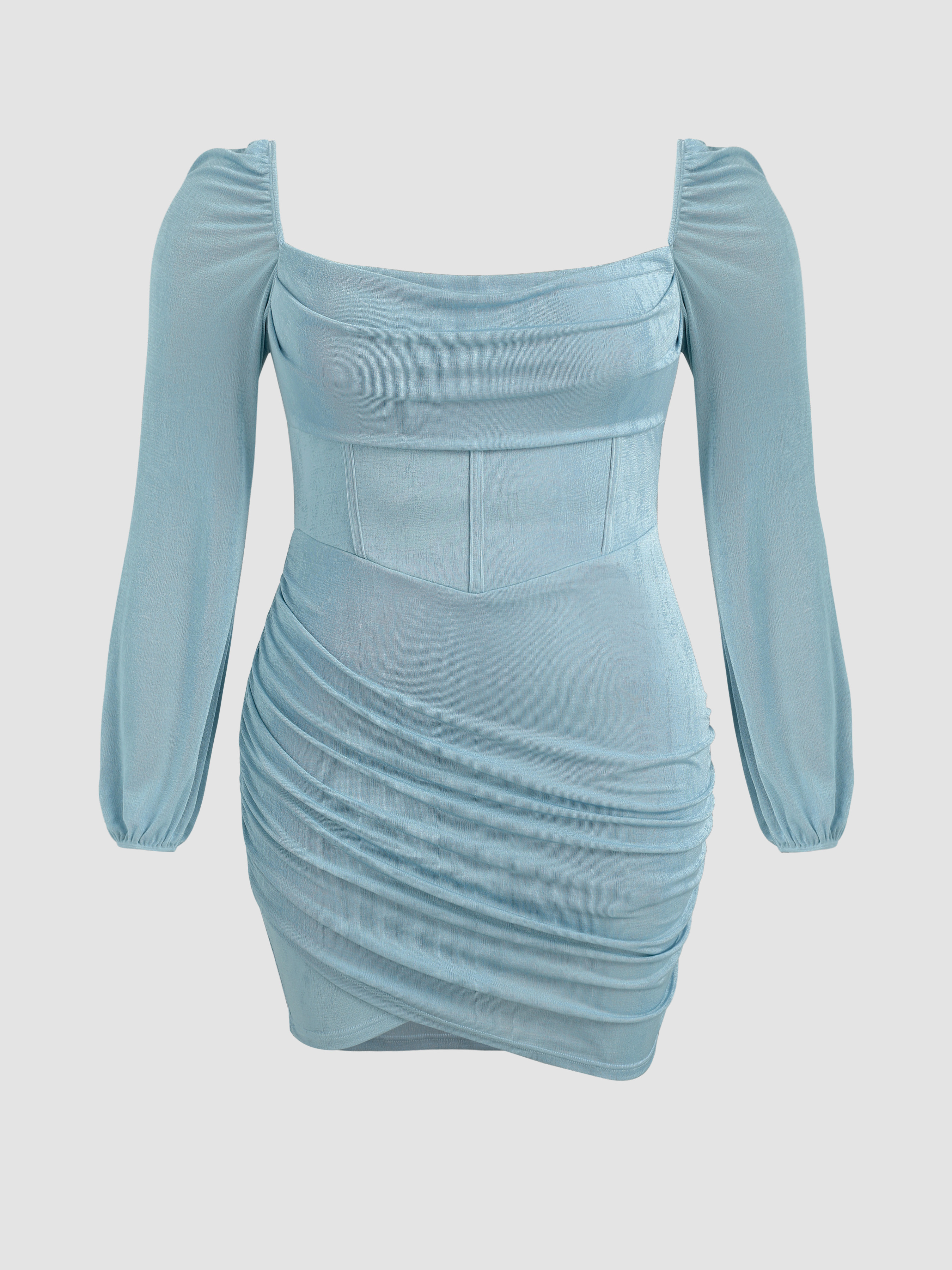 Solid Corset Ruched Mini Dress Curve & Plus For Date Vacation Holiday
